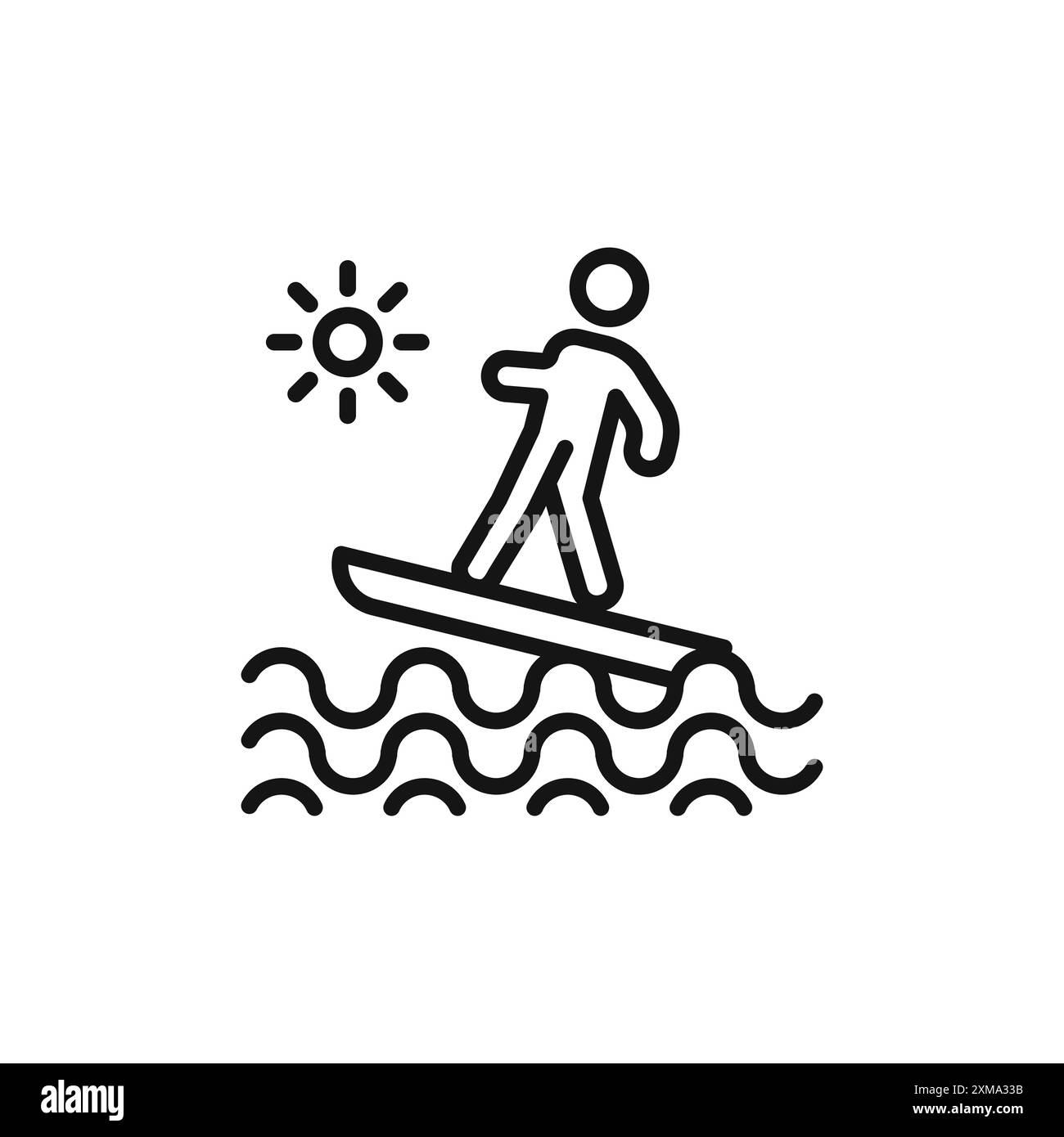 surfing icon outline collection or set in black and white outline Stock ...