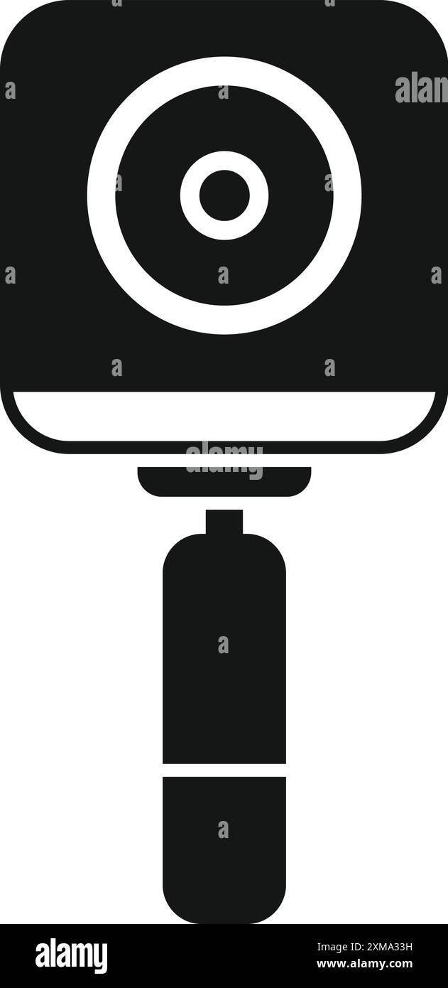 Black glyph icon of an action camera, ready for filming exciting ...