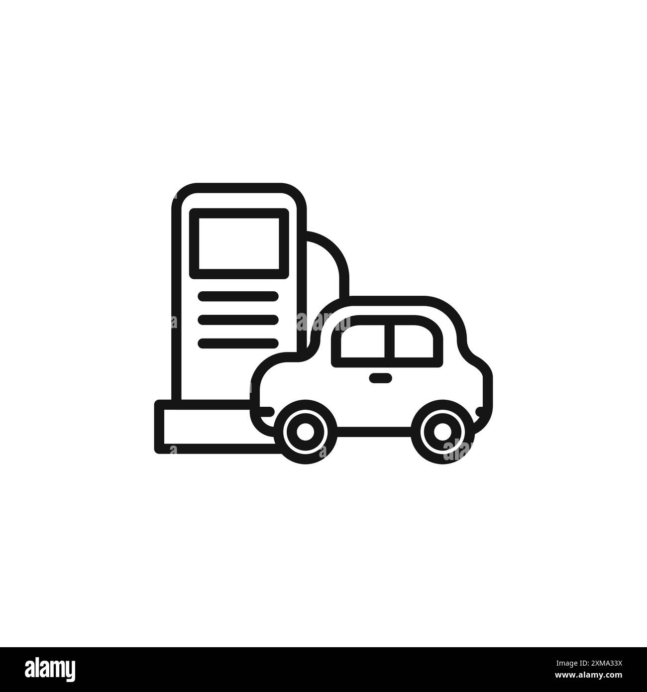 Refueling Car icon outline collection or set in black and white outline ...