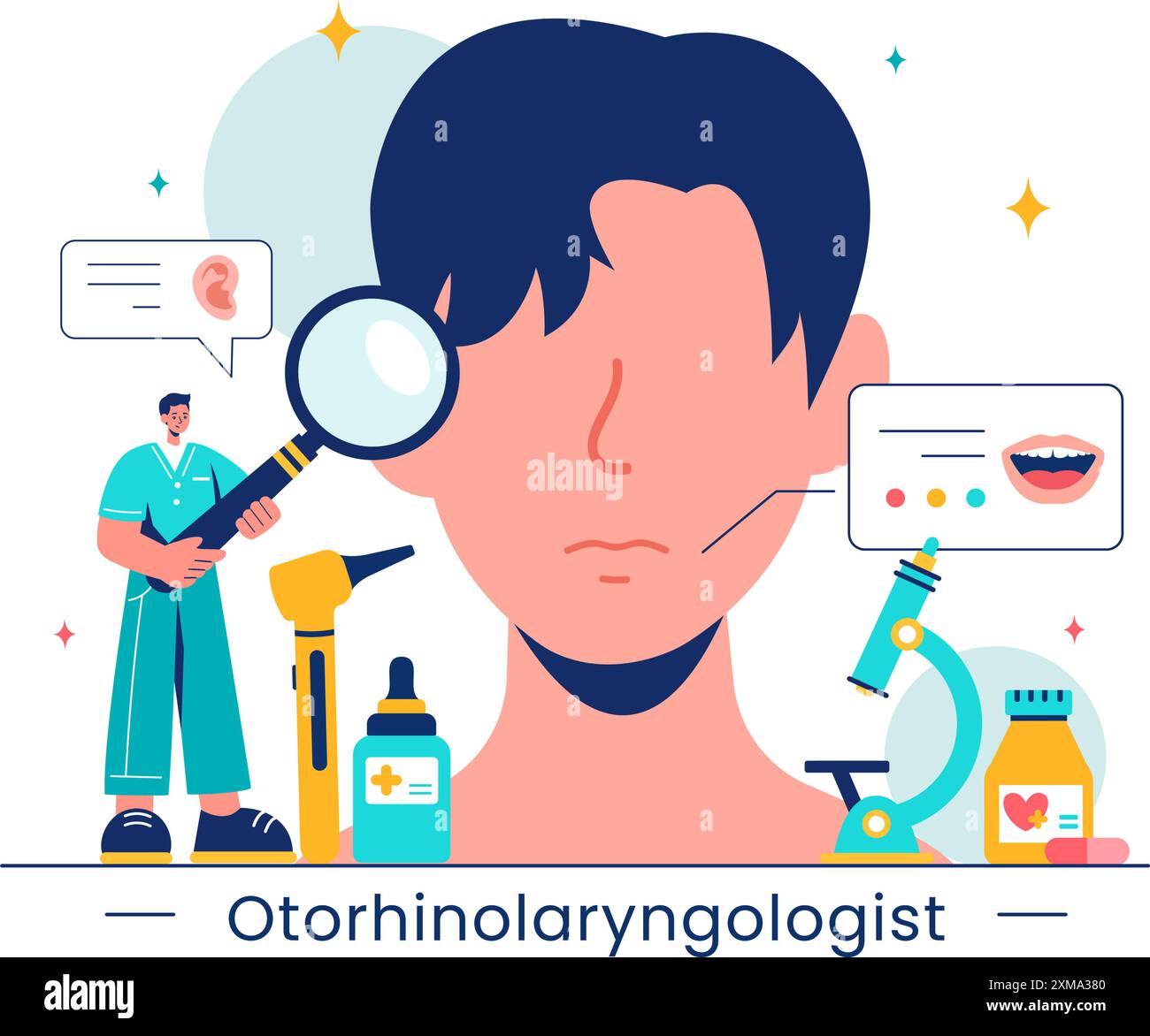 Vector Illustration of an Otorhinolaryngologist in a Healthcare Setting ...