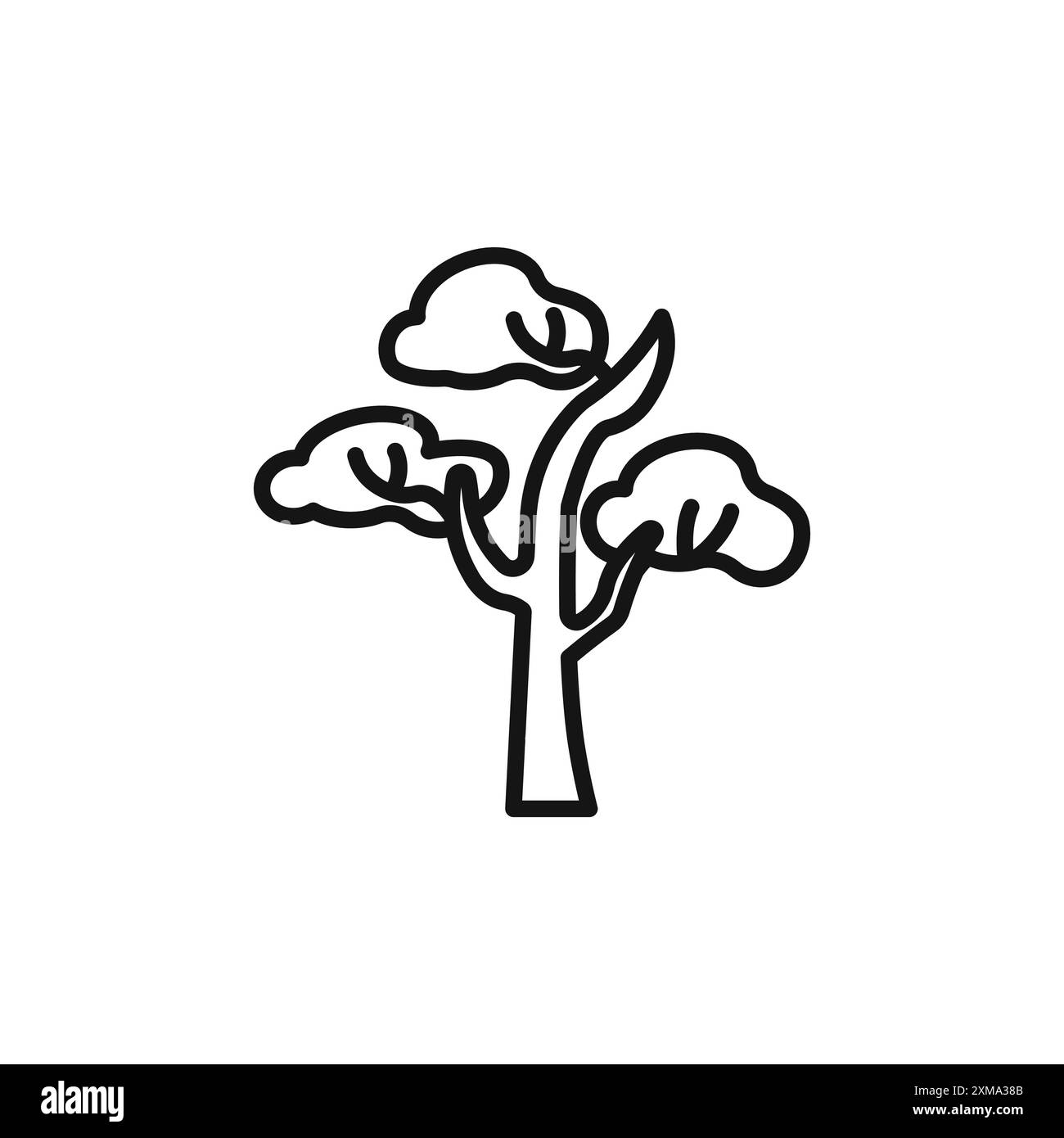 Winter tree icon outline collection or set in black and white outline ...