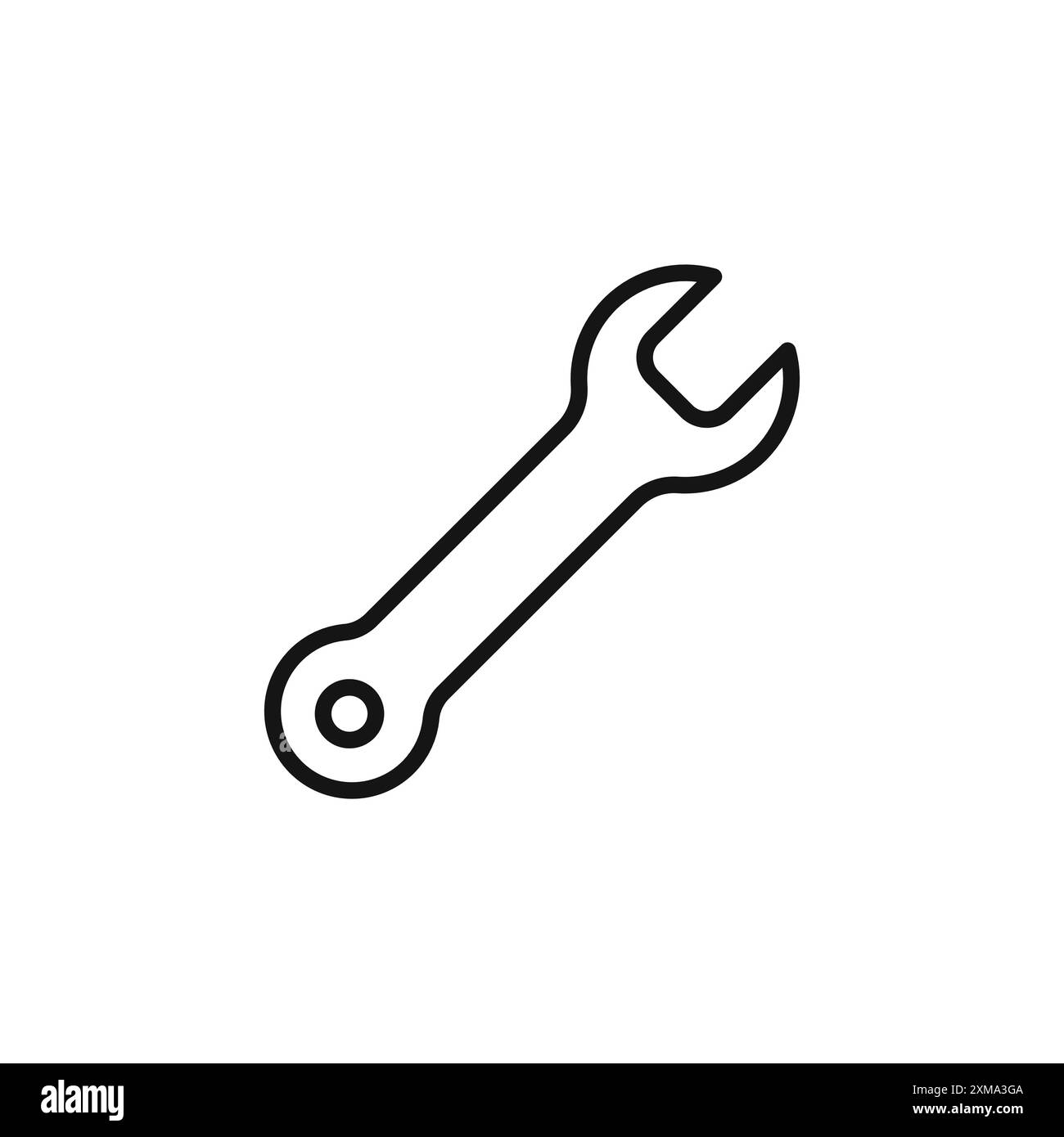 Wrench icon (2) outline collection or set in black and white outline ...