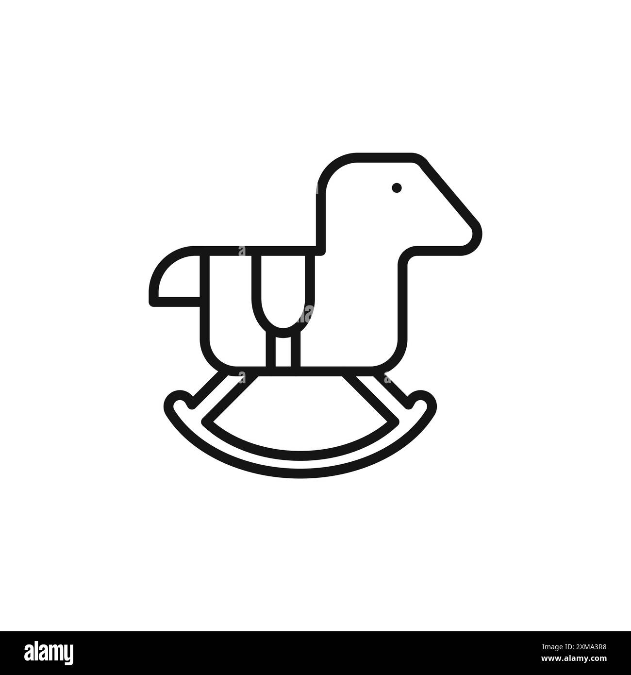 Toy horse rocking chair icon outline collection or set in black and ...