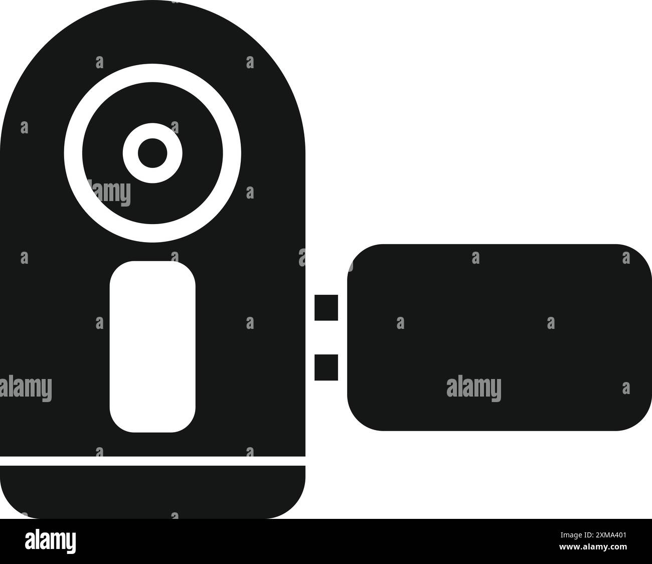 Simple icon of an action camera showing the lens and side battery ...