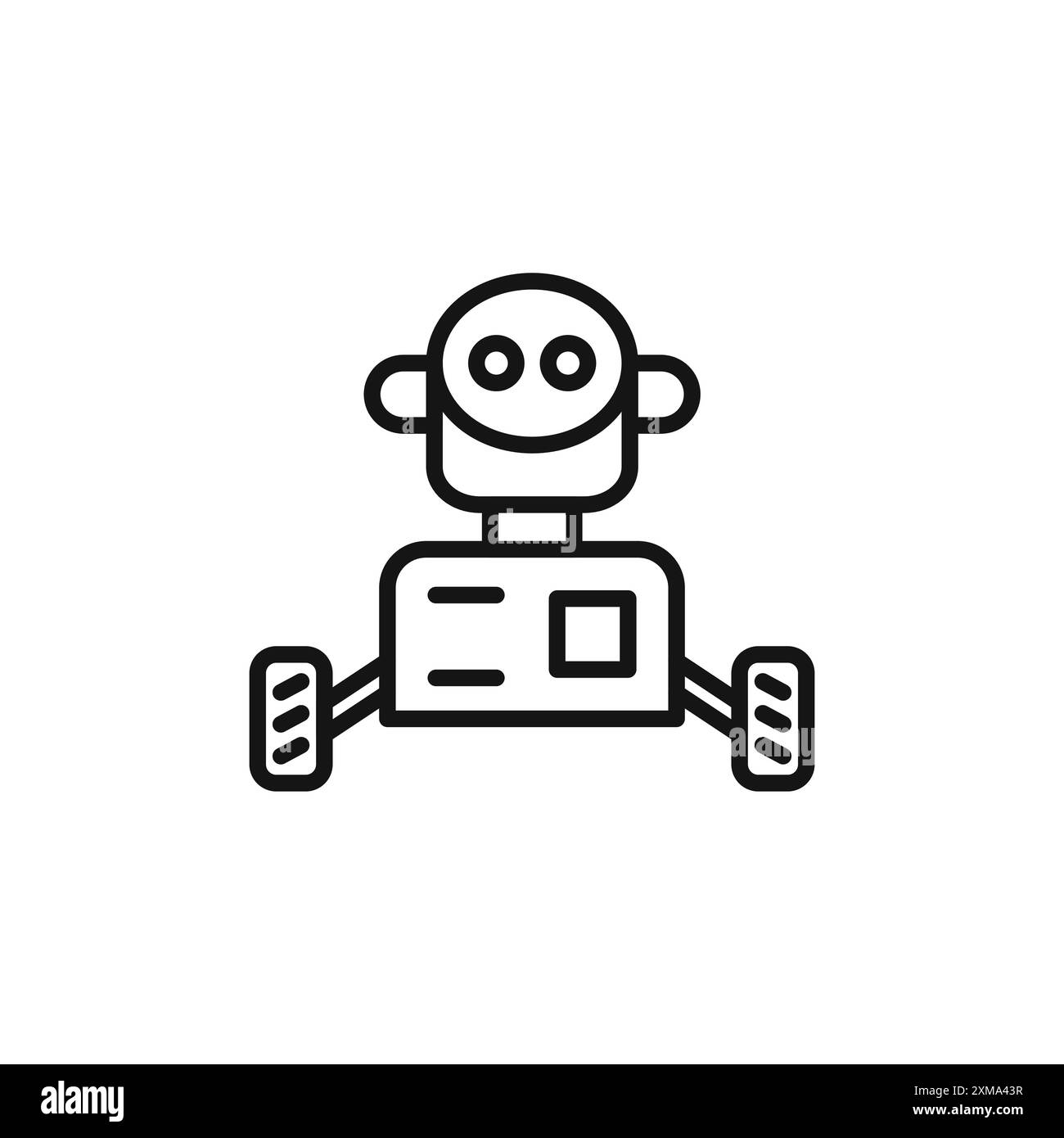 Wheels robot icon outline collection or set in black and white outline ...