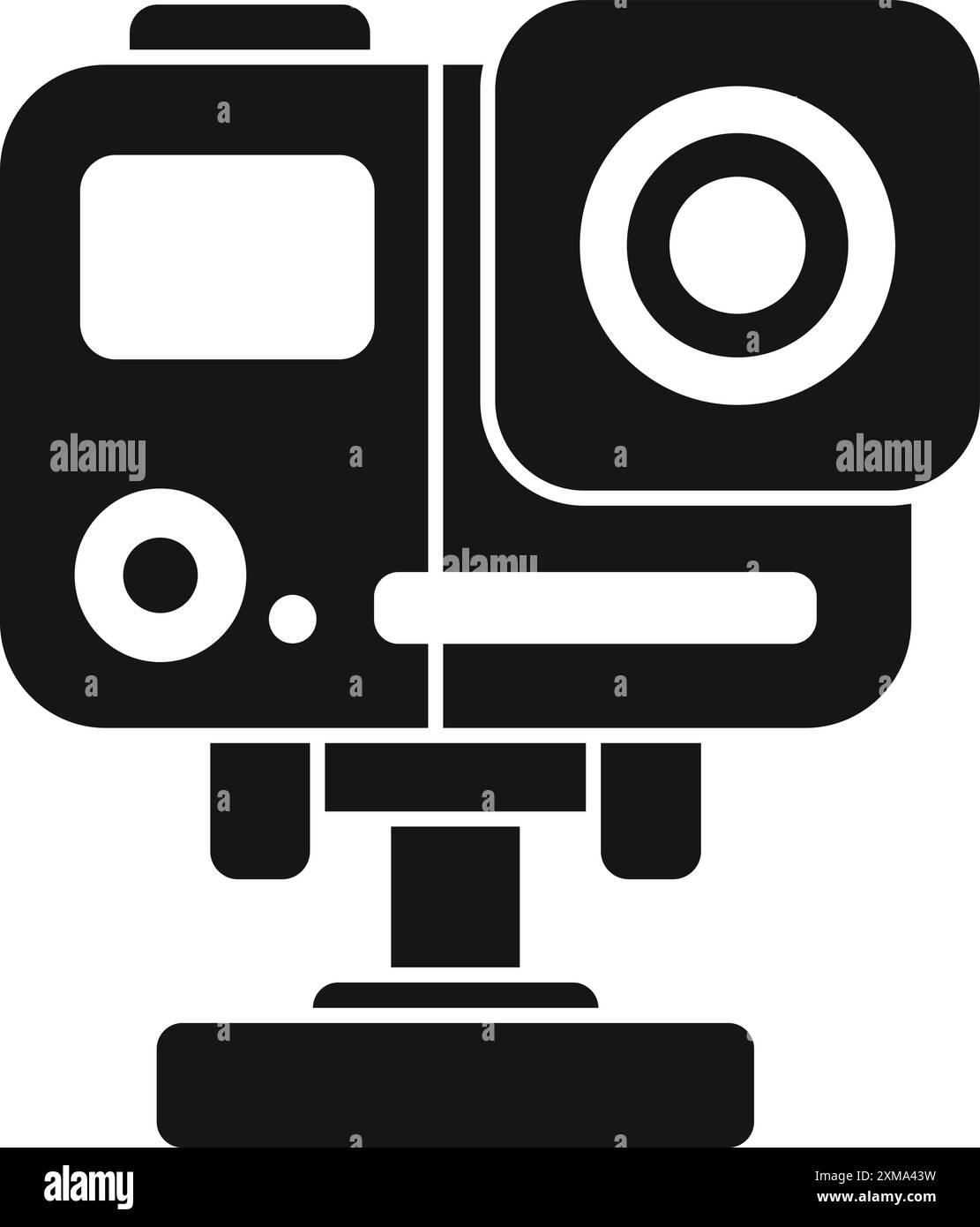 Modern action camera standing on a tripod, ready to film Stock Vector ...