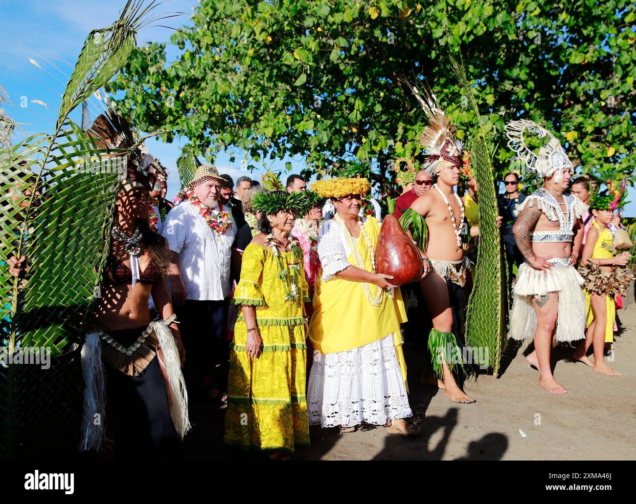 Tahiti, French Polynesia. 26th July, 2024. A traditional celebration is ...