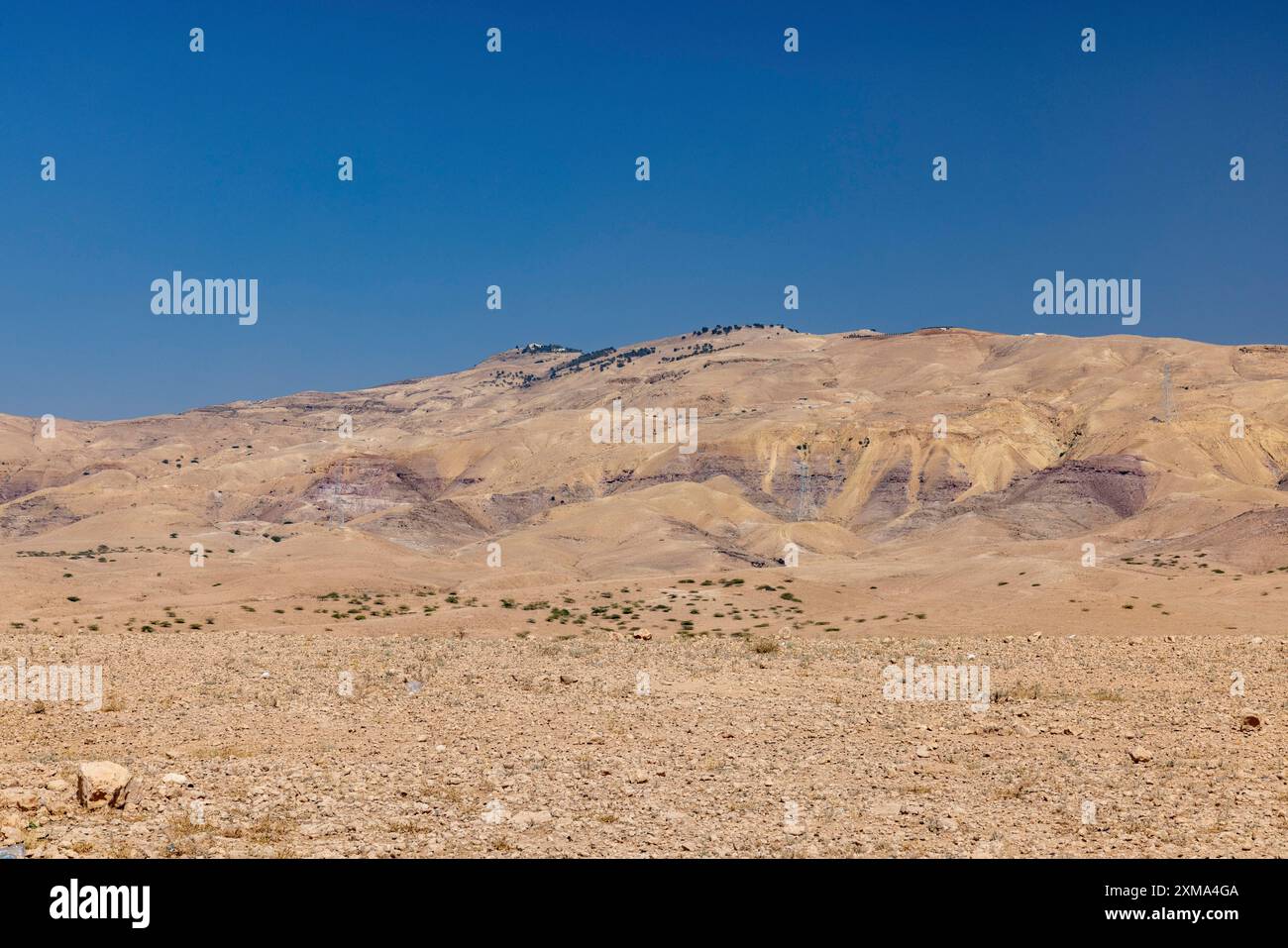 View of Mount Nebo, holy mountain, AbÇŽrim Mountains, Jordan Stock ...
