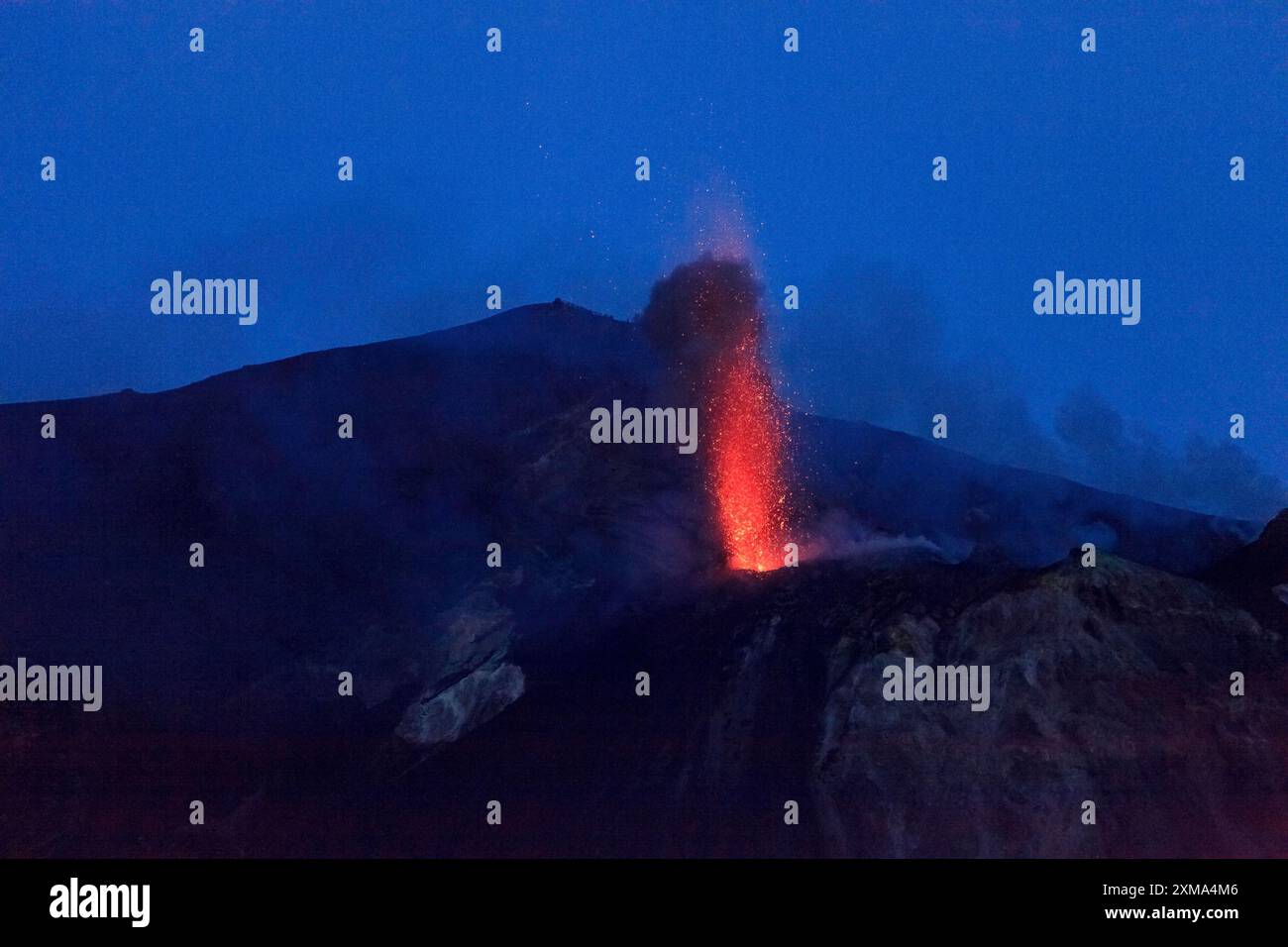 Italy, Sicily, Aeolian Islands, Tyrrhenian Sea, San Vincenzo, summit of ...