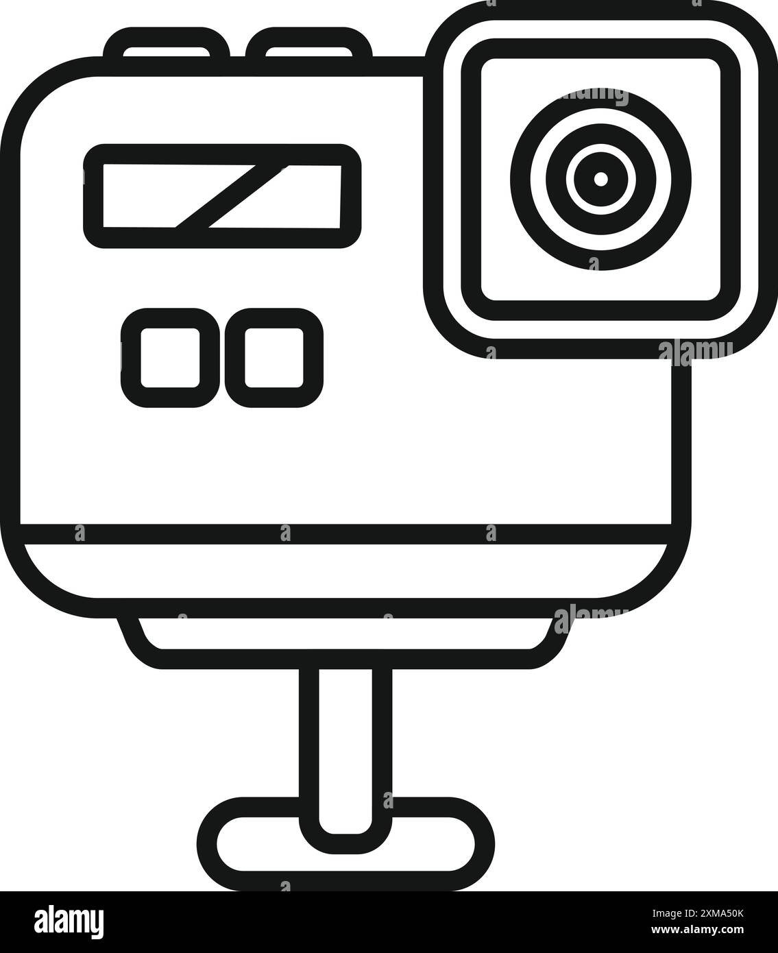 Action camera standing on a tripod is recording video blog content ...