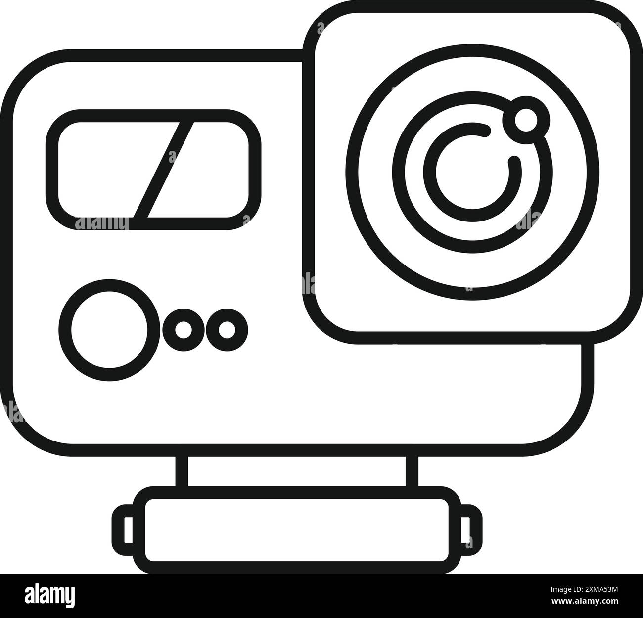 Action camera is recording extreme sports activities, isolated on a ...