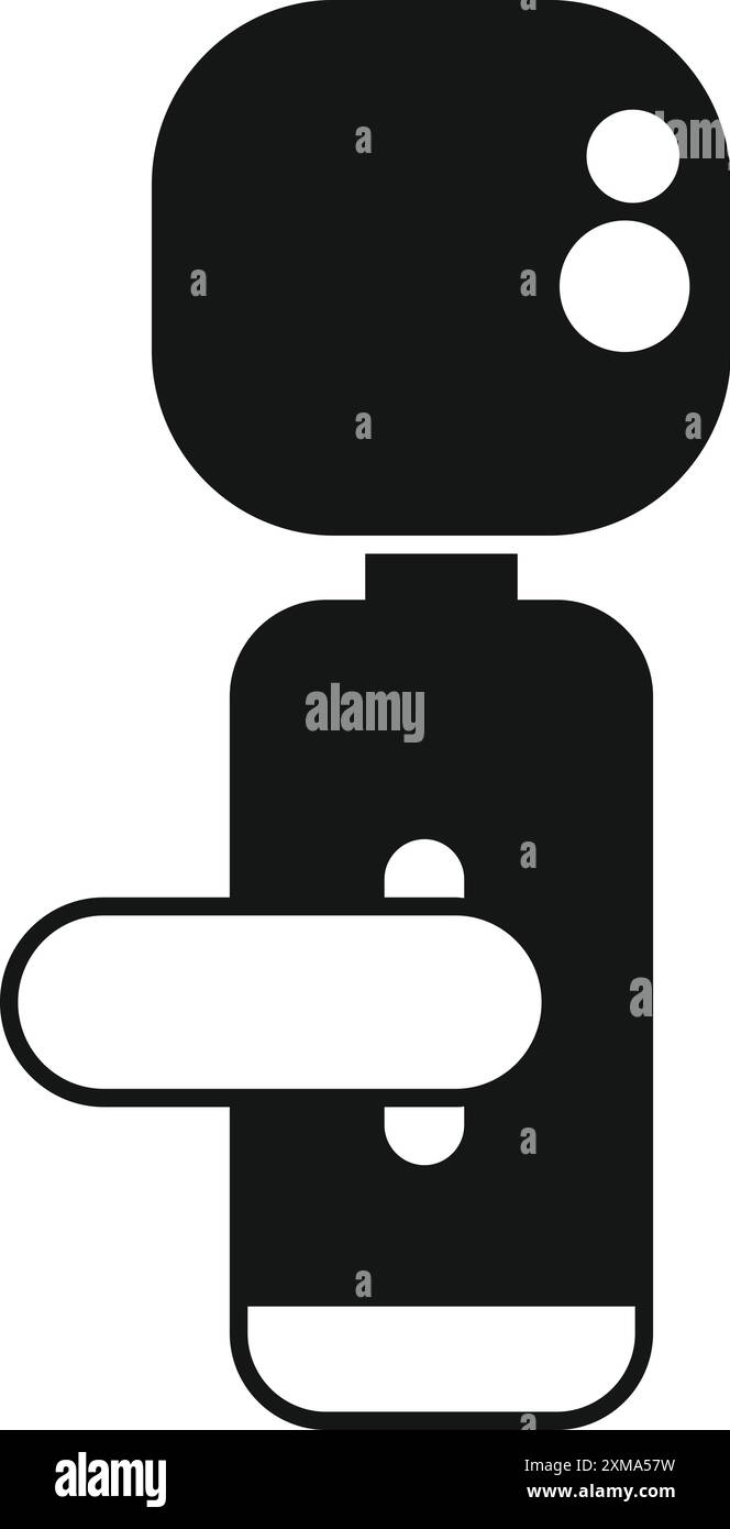 Simple black and white icon of a modern door handle being used to open ...