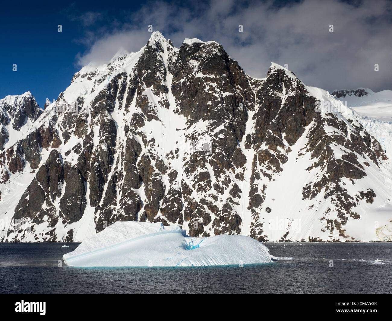 icebergs below Wandel Peak at the northern entrance to the Lemaire ...
