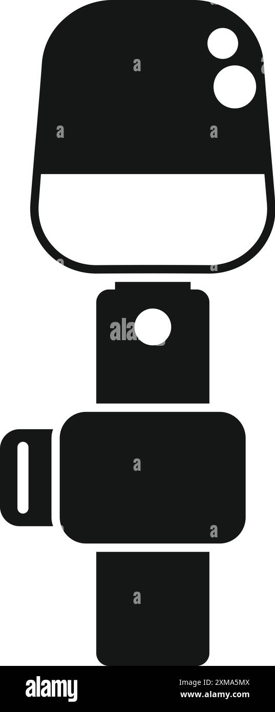 Simple icon of a professional camera flash light standing on a tripod ...