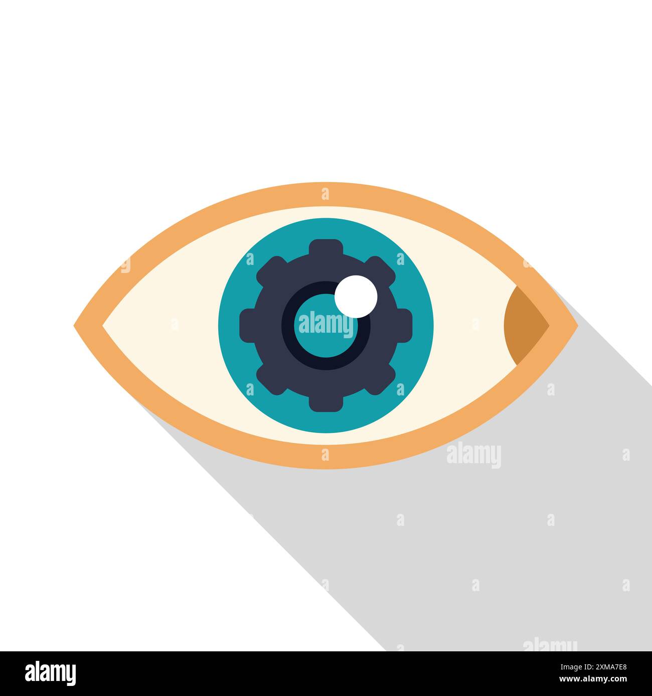 Visualizing business process with human eye looking at gear wheel ...