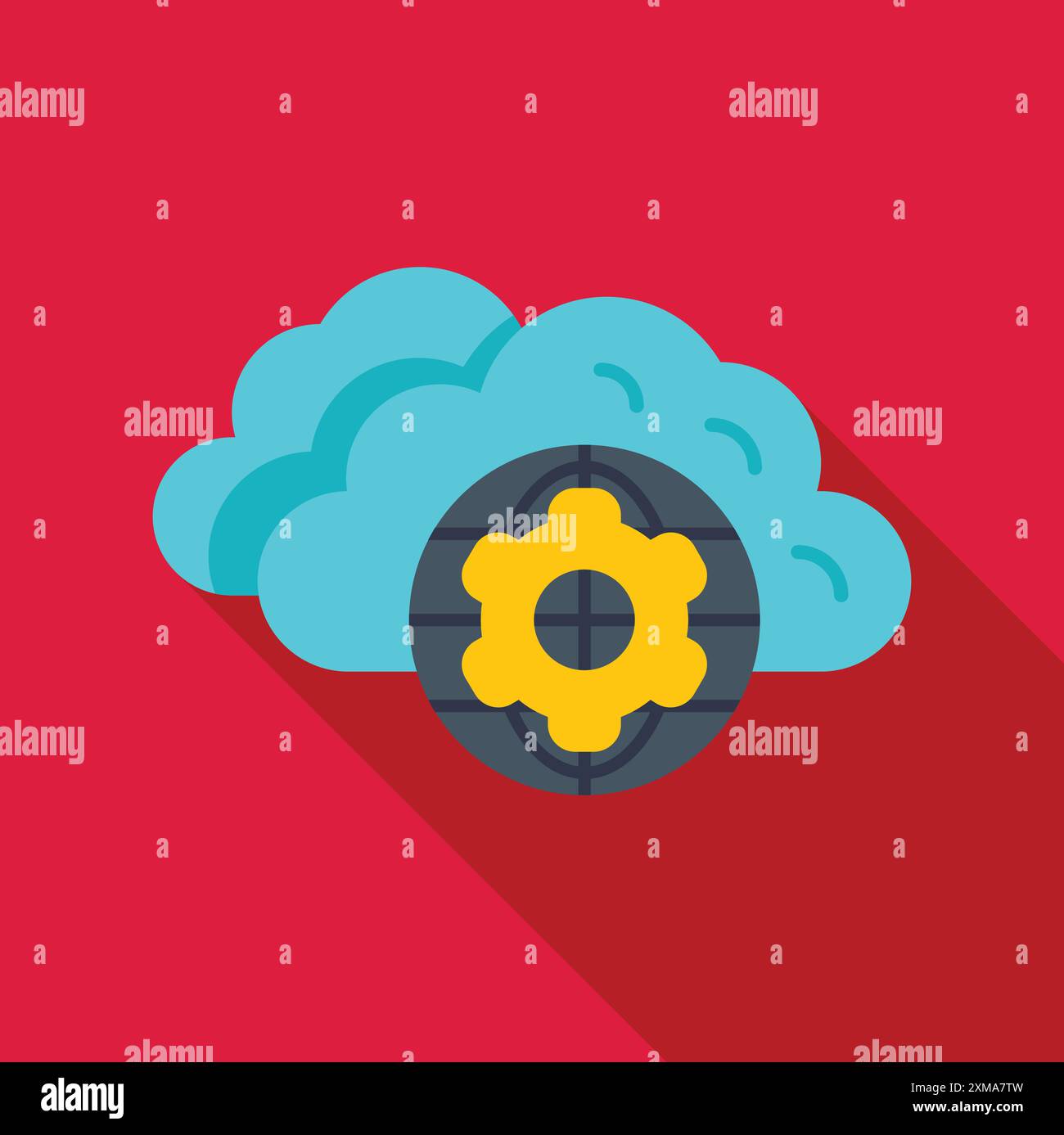Global network settings icon with a gear is being overlaid by a cloud, showing the configuration ...