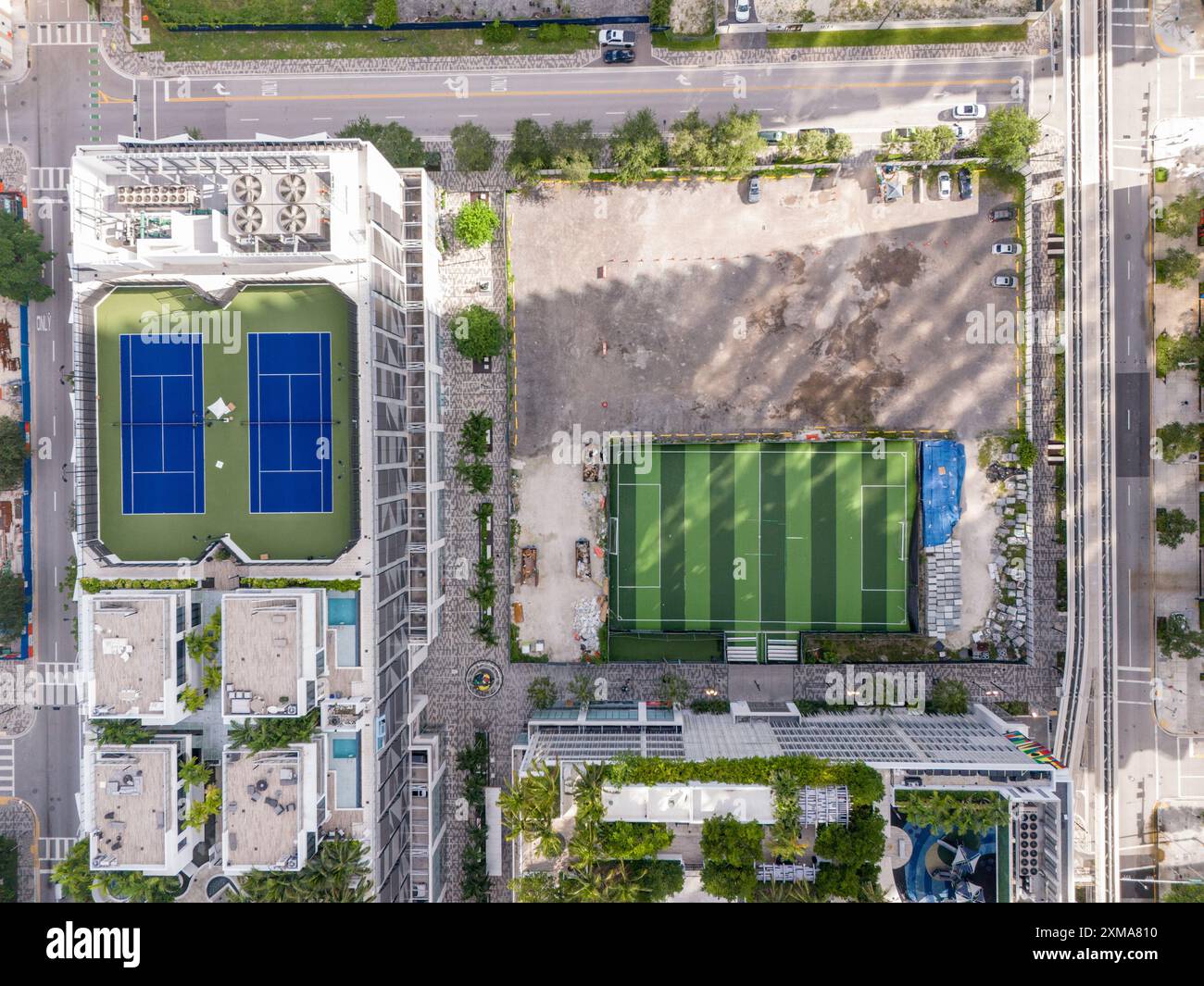 Aerial photo sports fields Downtown Miami Stock Photo - Alamy