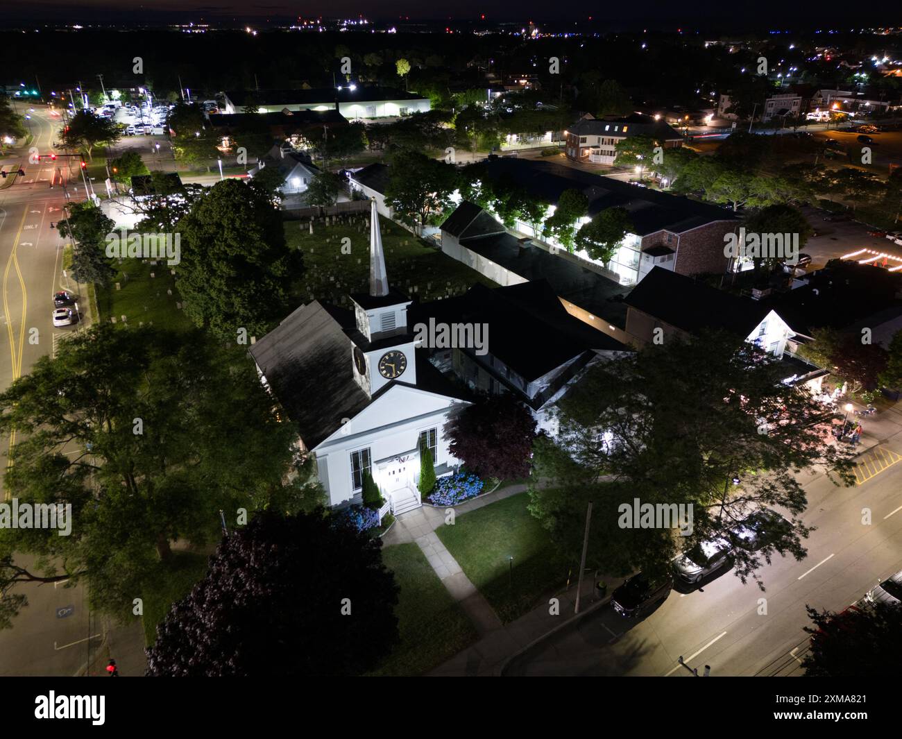 Night aerial photo Hyannis Cape Cod Massachusetts 2024 Stock Photo - Alamy