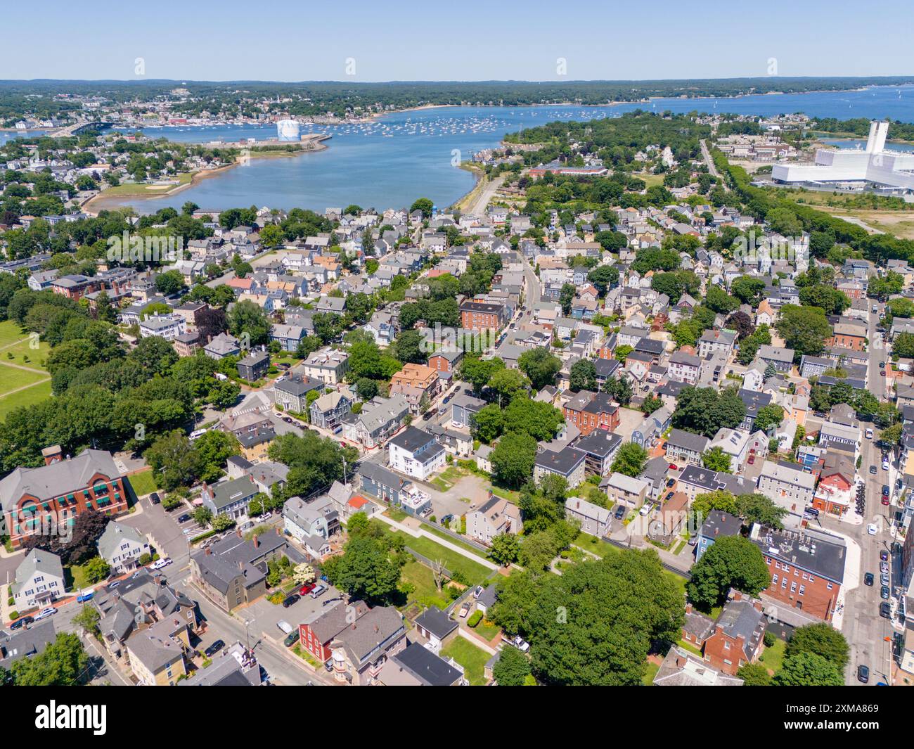 Aerial photo residential homes in Salem Massachusetts. View of ...