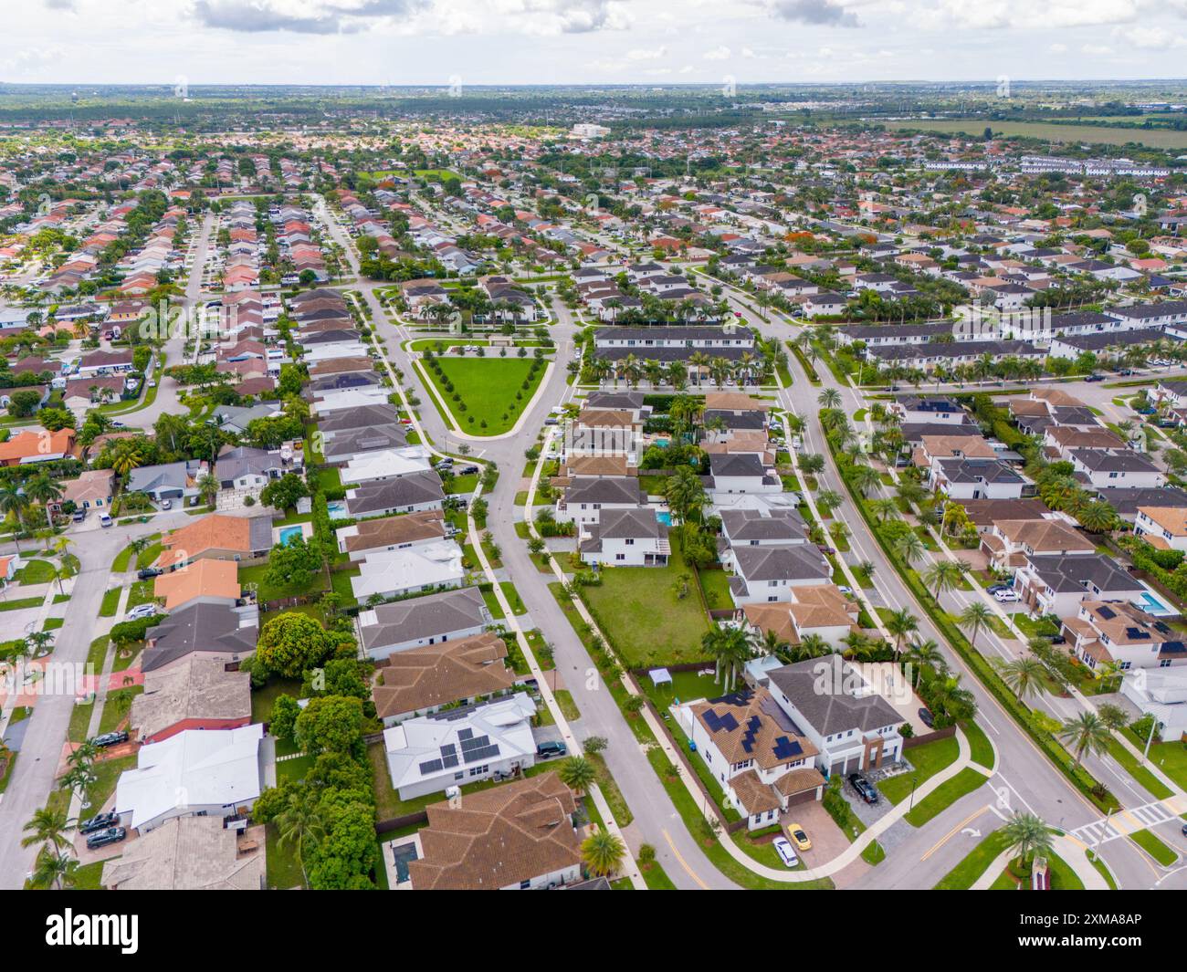 Kendall, Miami, Florida, USA. Aerial photo of residential neighborhoods in Kendall Florida which ...