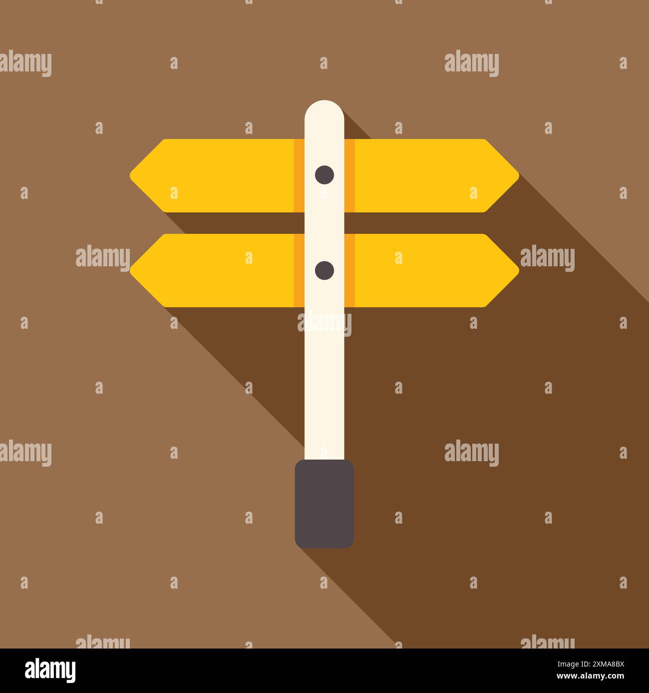 Blank road sign is pointing in opposite directions, showing two ...