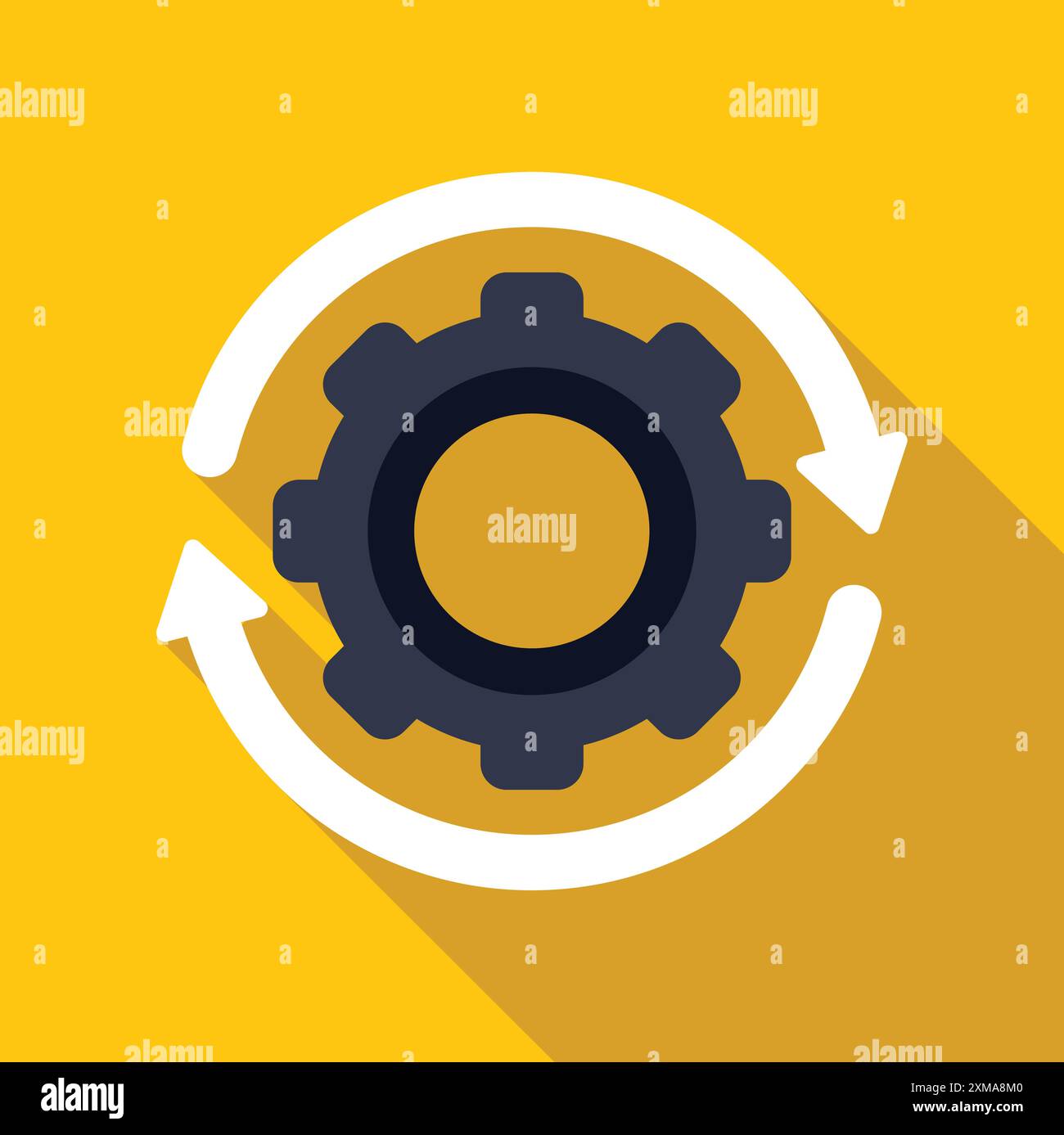 Gear with circular arrows representing process optimization, efficiency and continuous ...