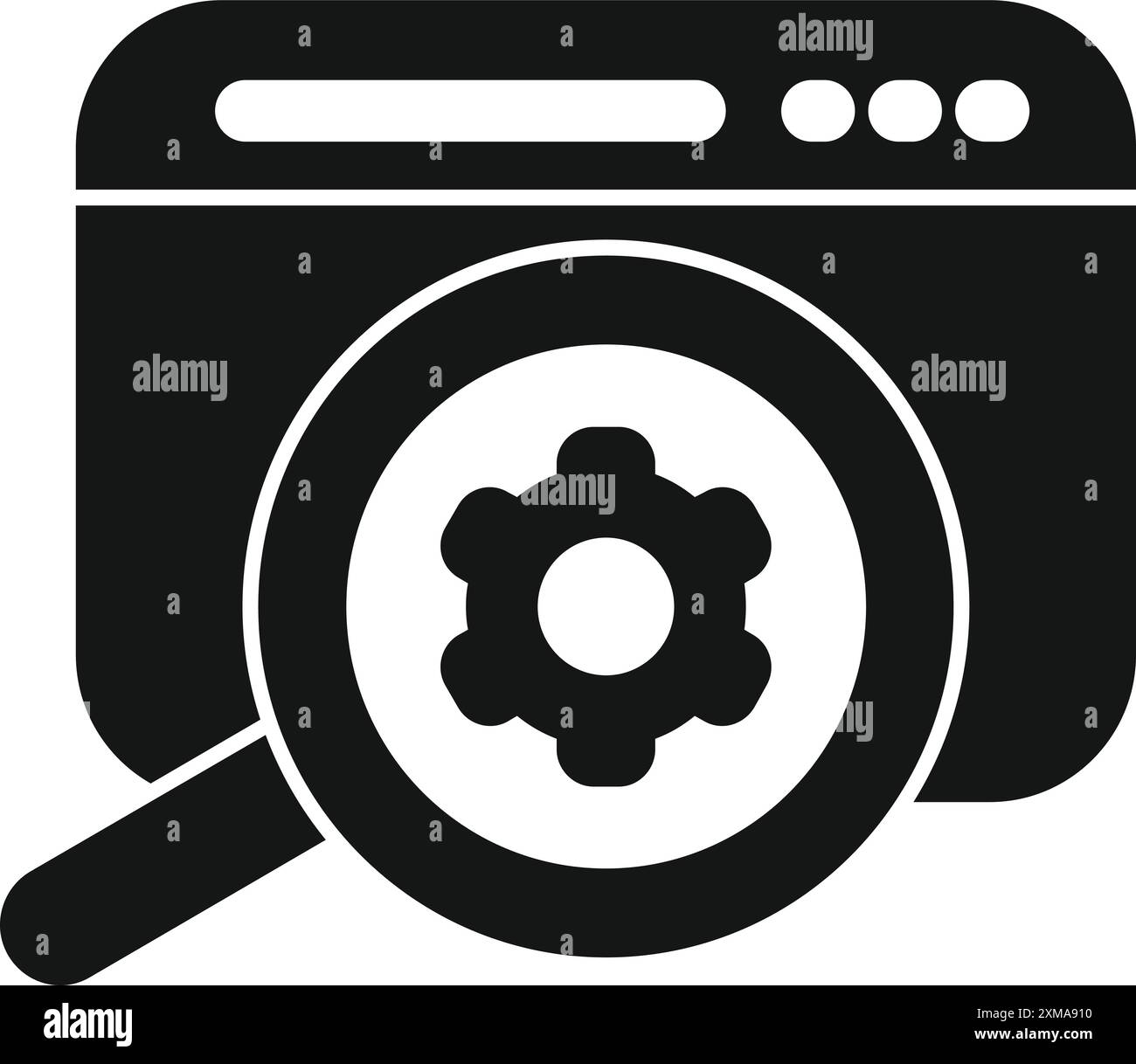 Black and white icon of website optimization showing a magnifying glass ...