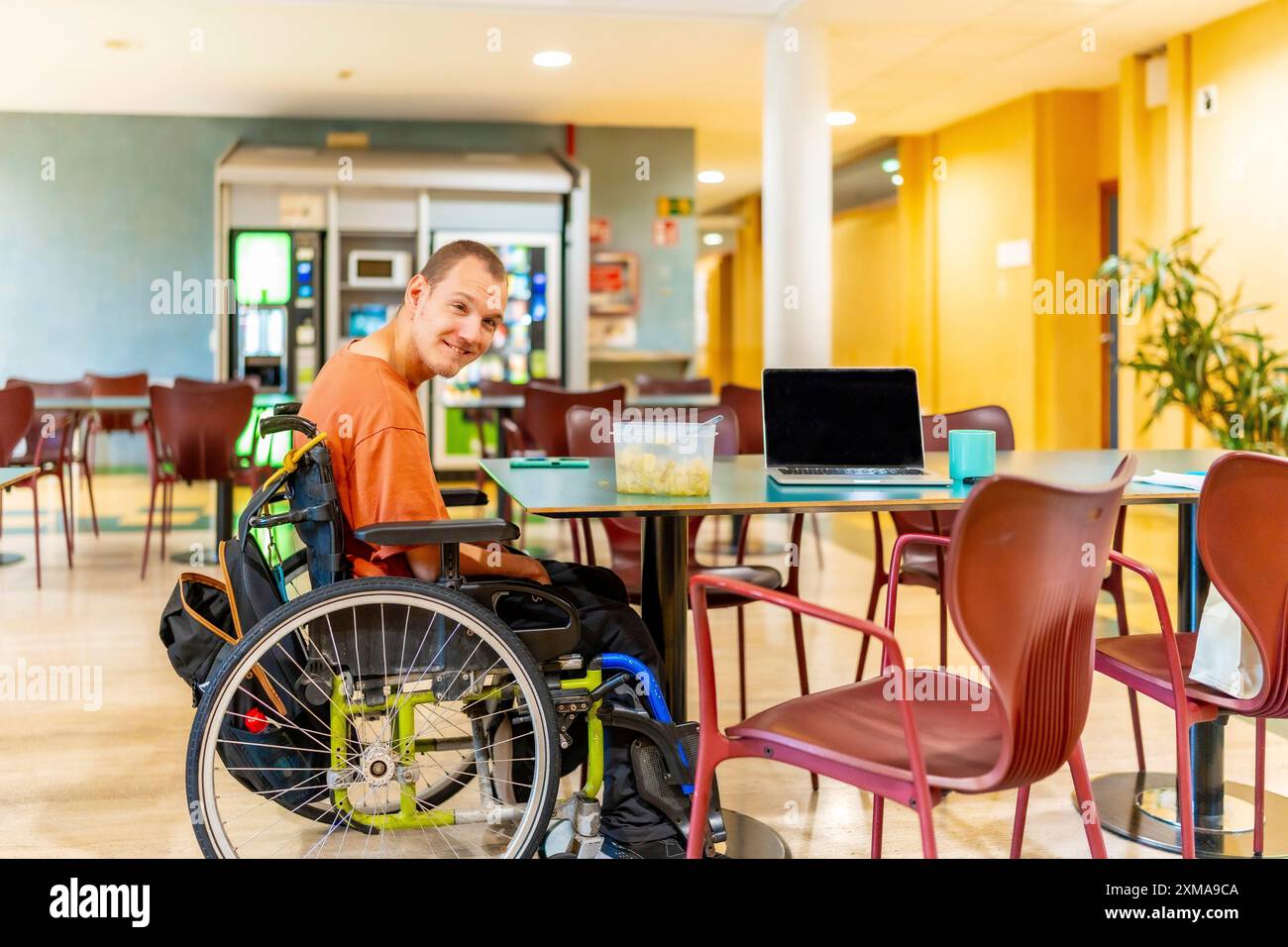 Horizontal full lenght photo of a caucasian adult man with disability ...