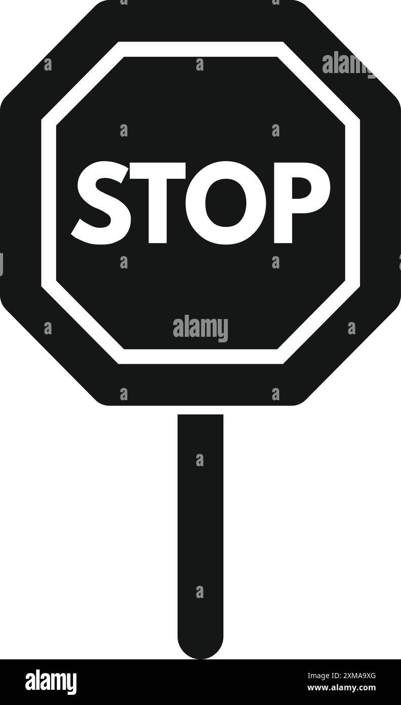Black and white stop sign showing halt and warning Stock Vector Image ...