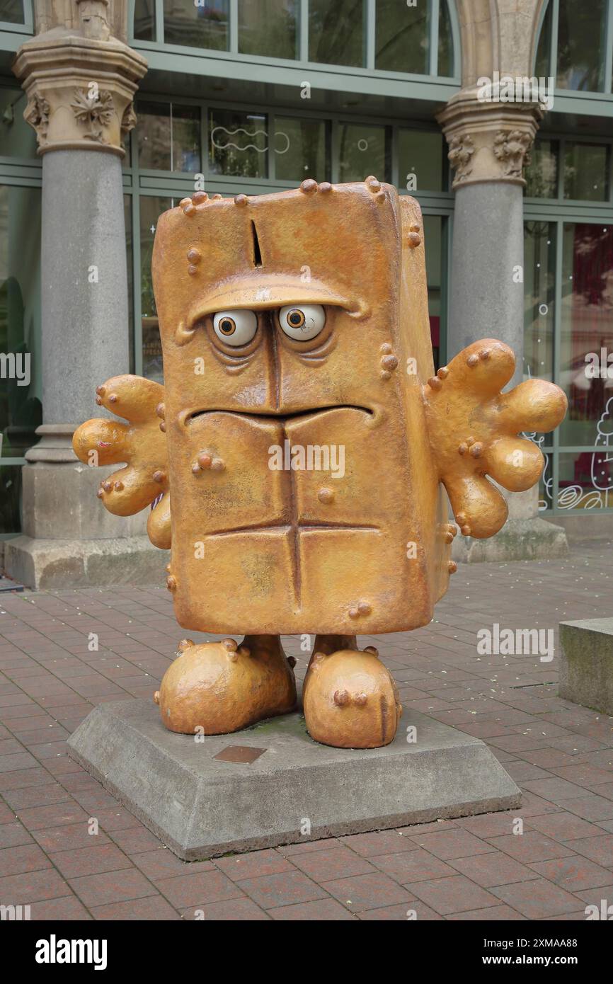 Sculpture Bernd the Bread, landmark of the KikA children's channel ...