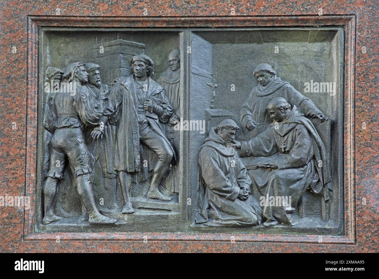Relief with life story of Martin Luther, entry into the monastery as a ...