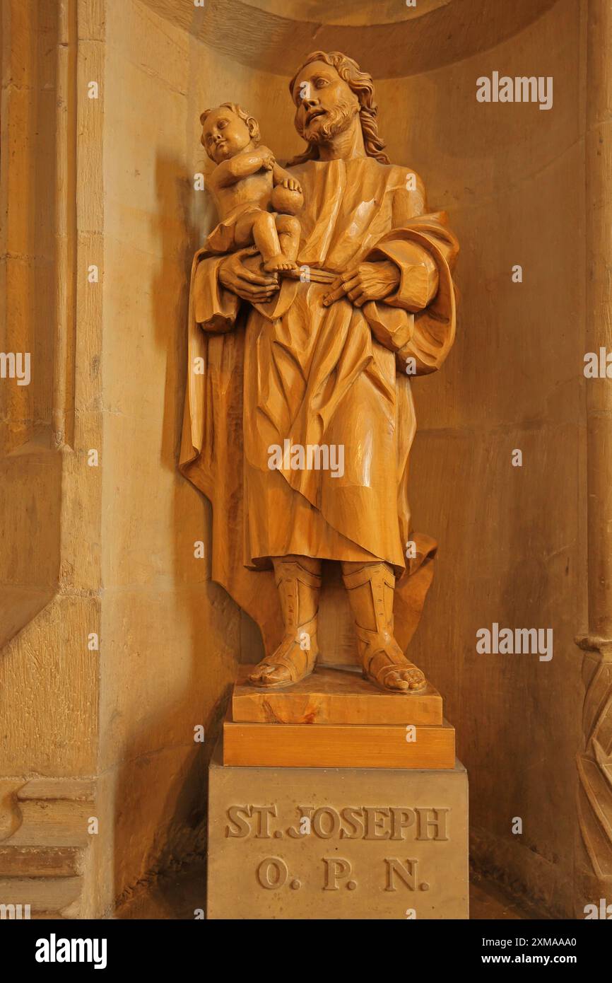 Wooden sculpture of Joseph of Nazareth in the UNESCO Cathedral, Saint ...