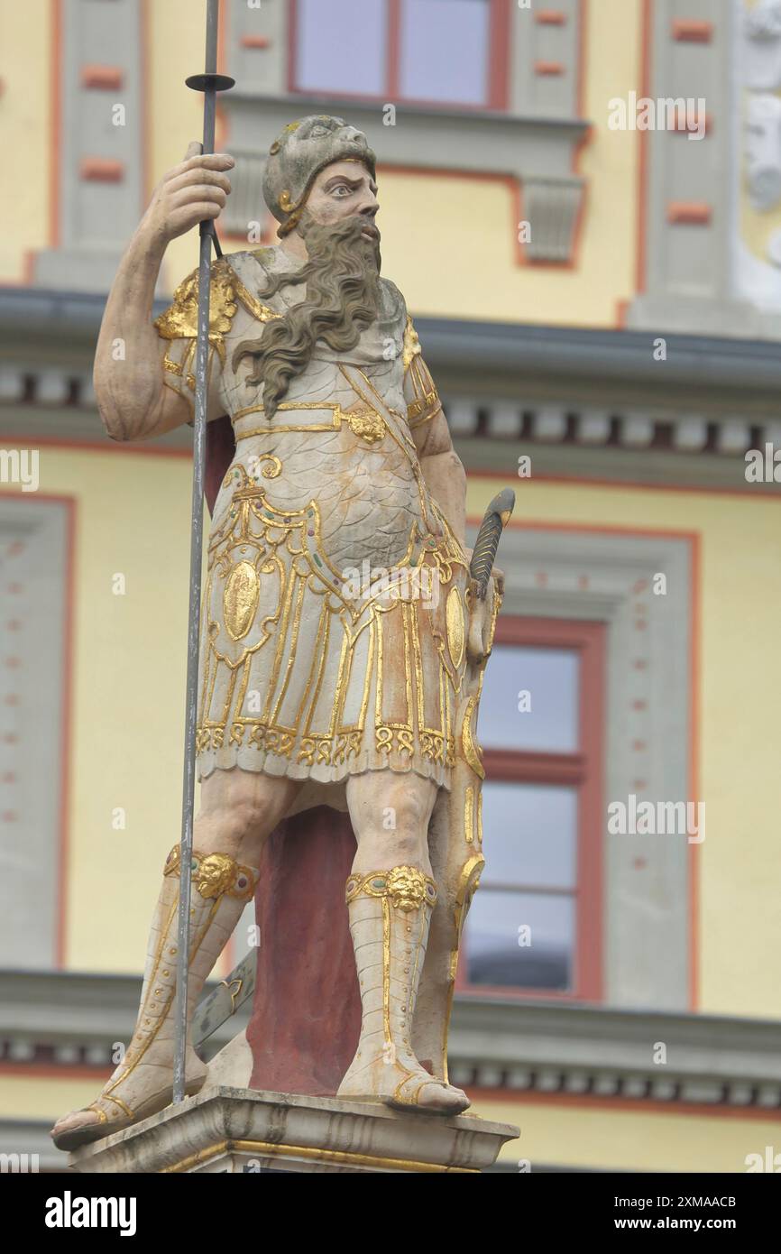 Roman sculpture, warrior with coat of arms, man, lance, knight ...