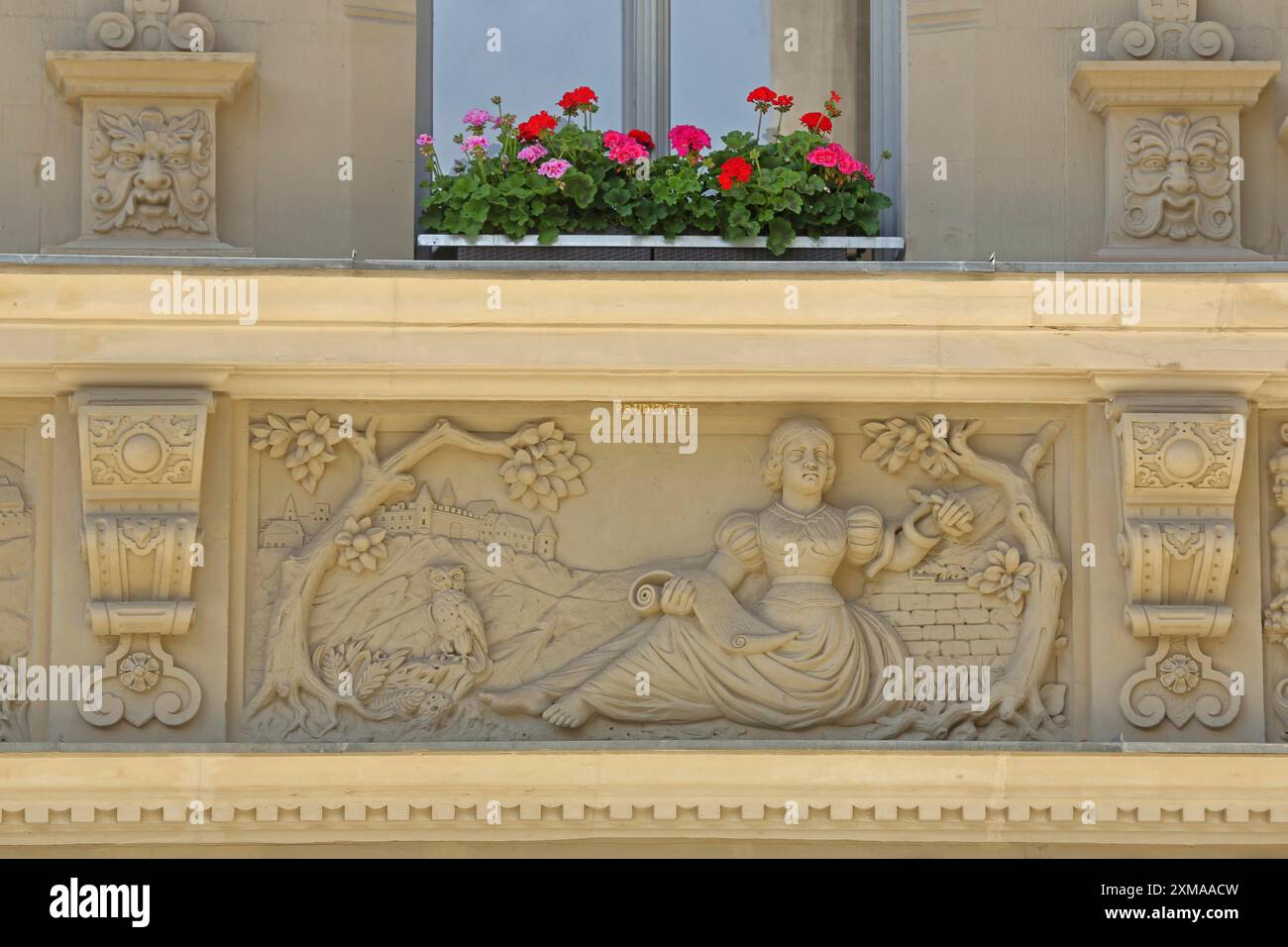 Relief sculpture Prudentia, Greek goddess of prudence, wisdom, allegory ...