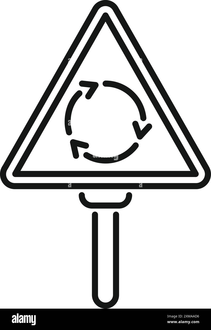 Simple, clear roundabout sign is standing on a pole, effectively ...