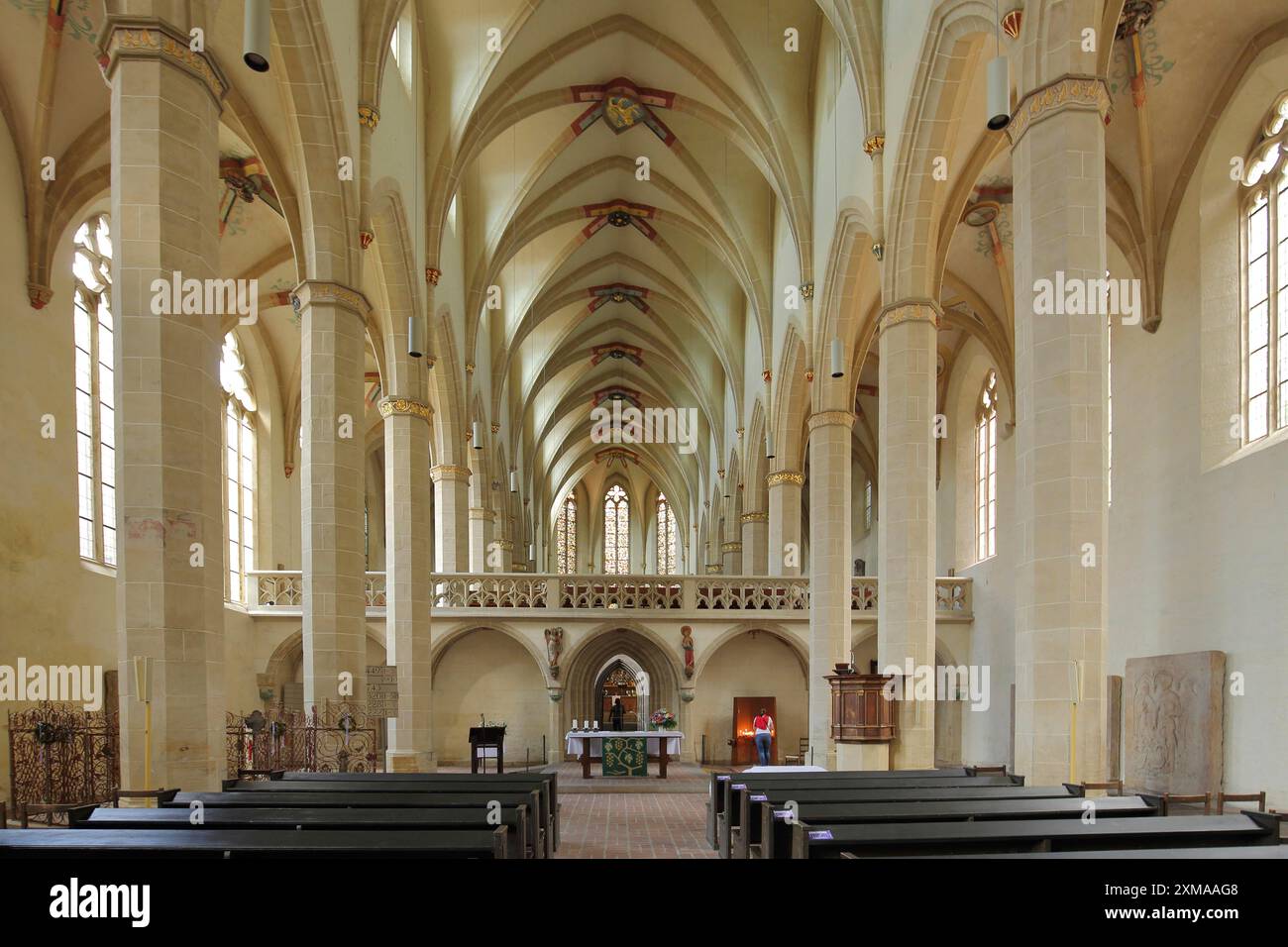 Interior view with rood screen of the Gothic Predigerkirche, Erfurt ...