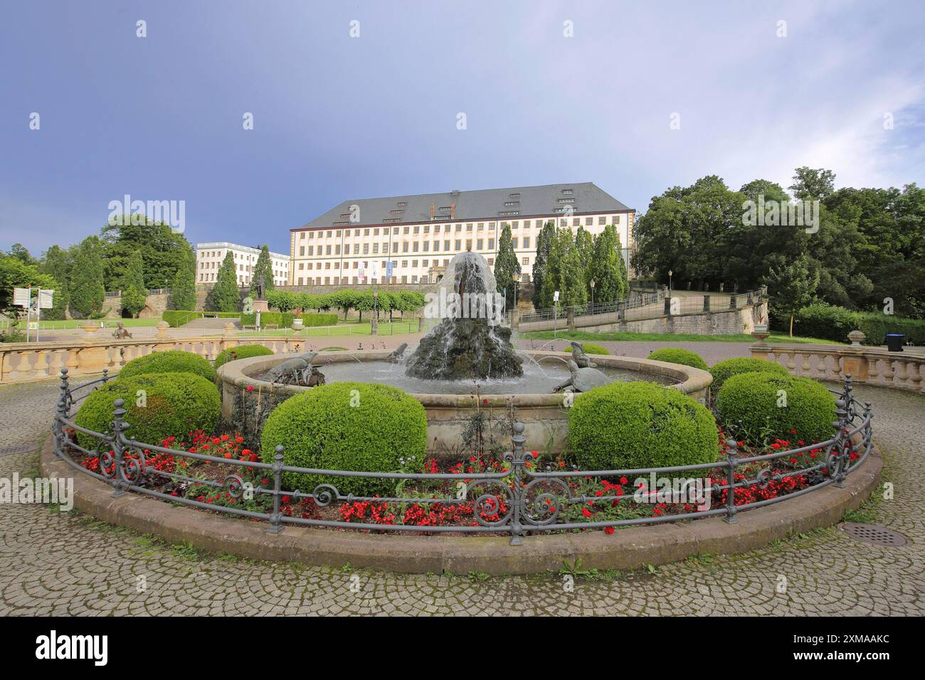 Water art with fountain, gardens, baroque Friedenstein Castle, Gotha ...