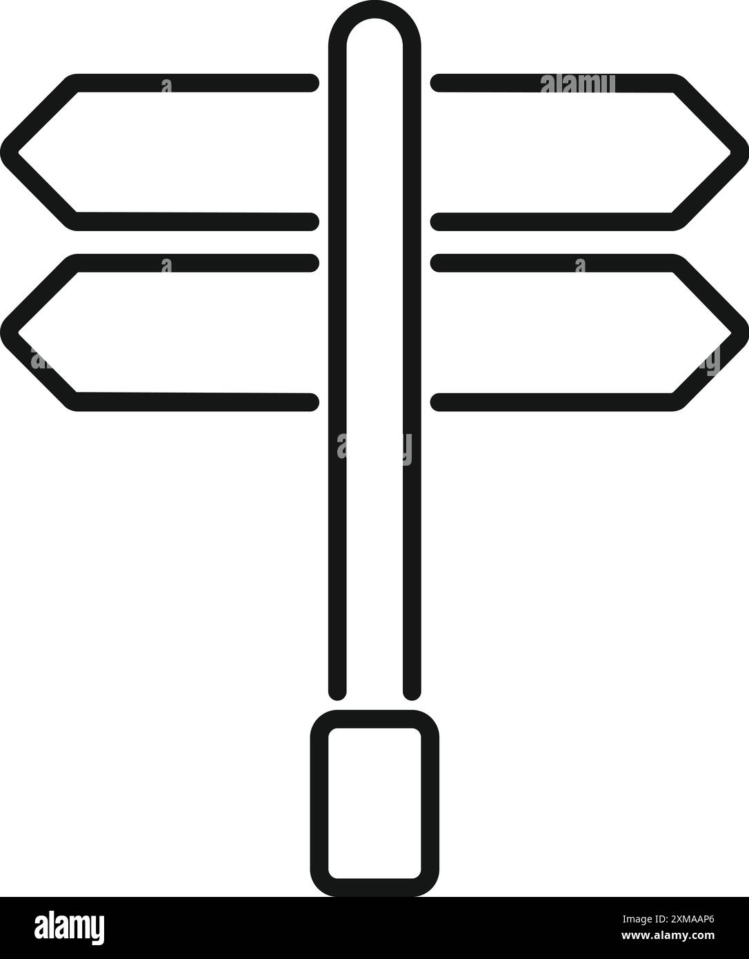 Simple line art icon of a street sign post showing three different ...