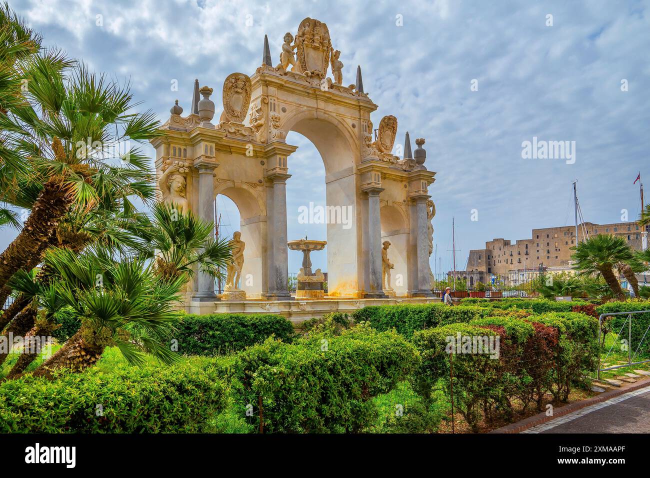 Fontana del Gigante fountain on the Via Partenope seafront promenade ...