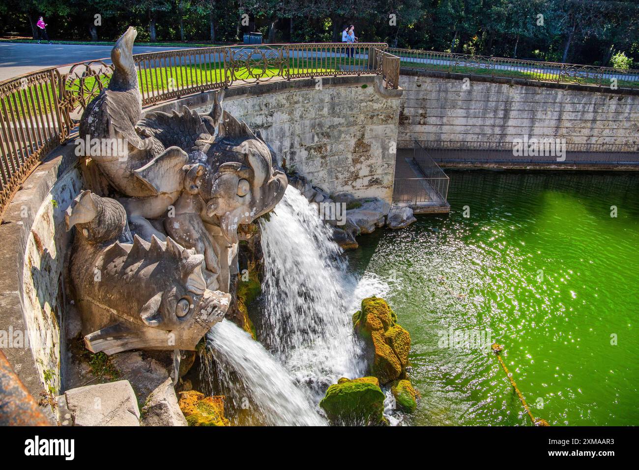 Fountain sculptures at the water basins in the garden of the royal ...