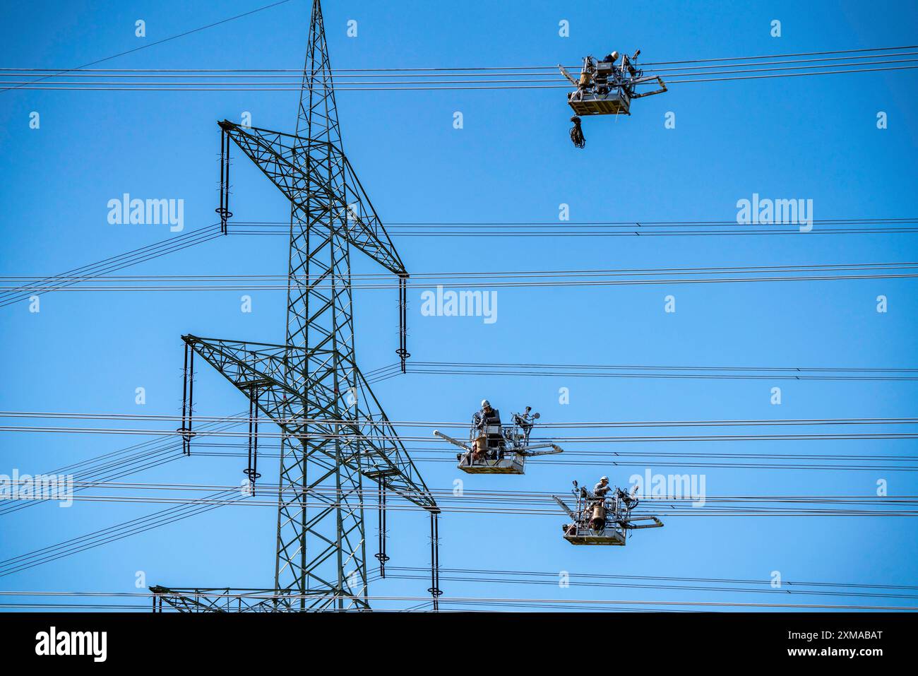 Construction of a new line route, 380 KV extra-high-voltage line ...