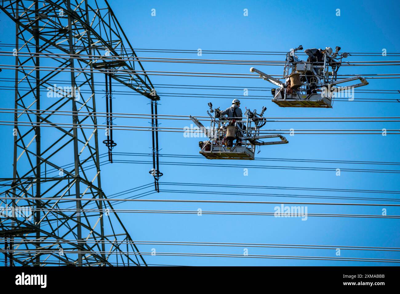 Construction of a new line route, 380 KV extra-high-voltage line ...