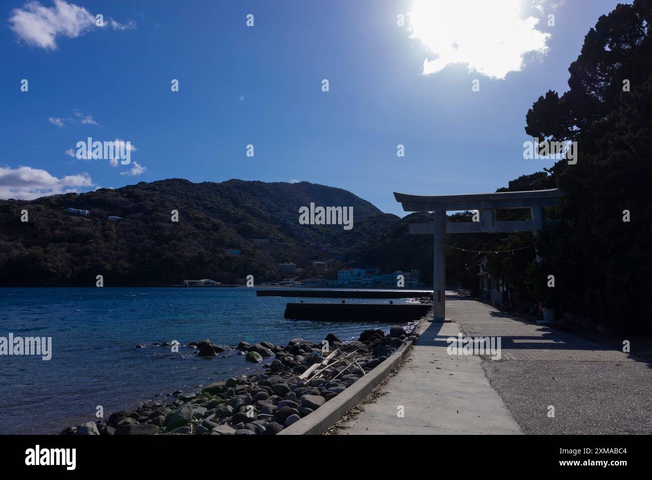 An old gate Torii near the sea at Ose shrine in Numazu Shizuoka daytime ...