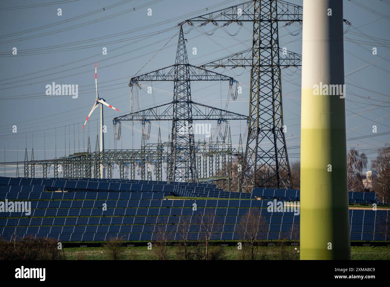 Part of a new line route, 380 KV extra-high-voltage line between ...