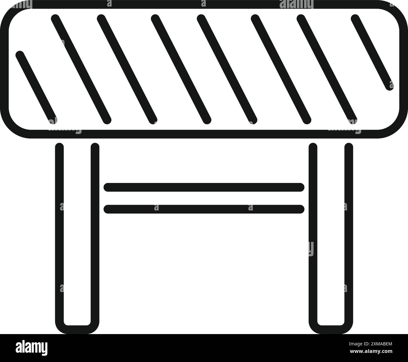 Simple outline drawing of a wooden bench with a striped top, ideal for ...