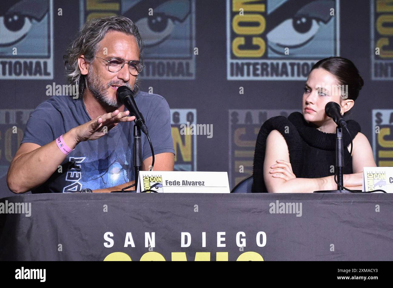 Fede Alvarez, left, and Cailee Spaeny participate in the "Alien ...