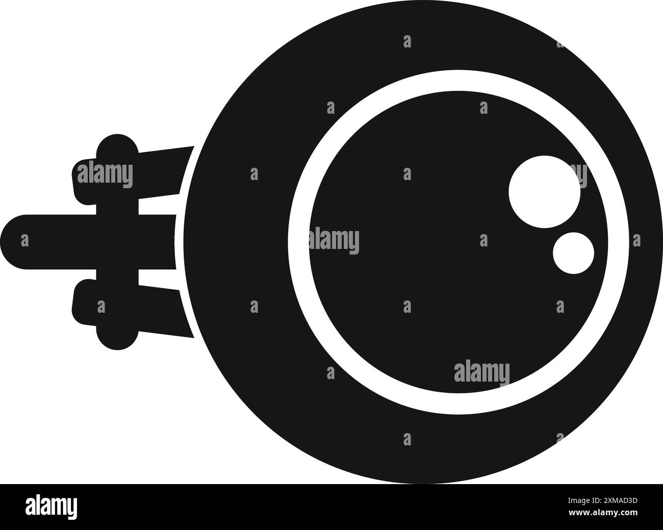 Simple black and white image of a space station module rotating, with ...