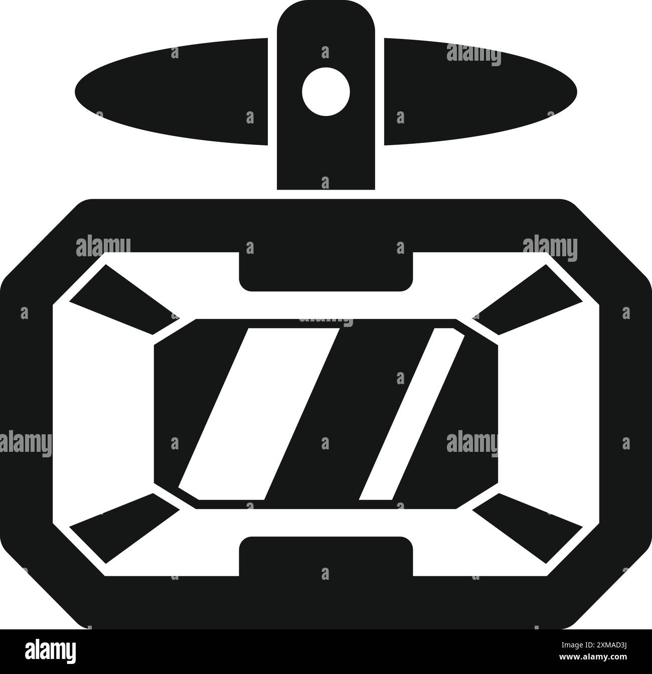 This simple icon represents a flying taxi of the future, transporting ...