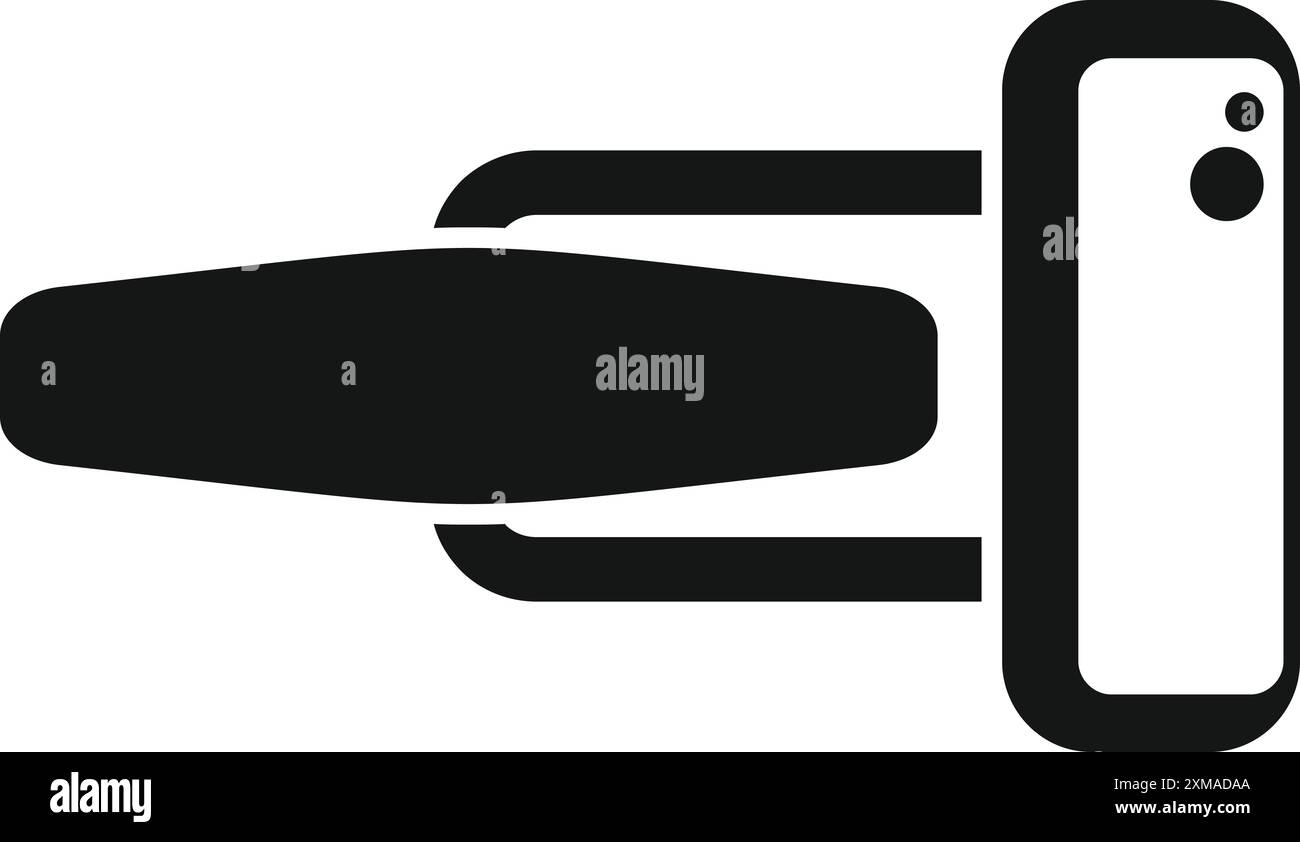 Black silhouette icon of a modern door handle with an integrated ...