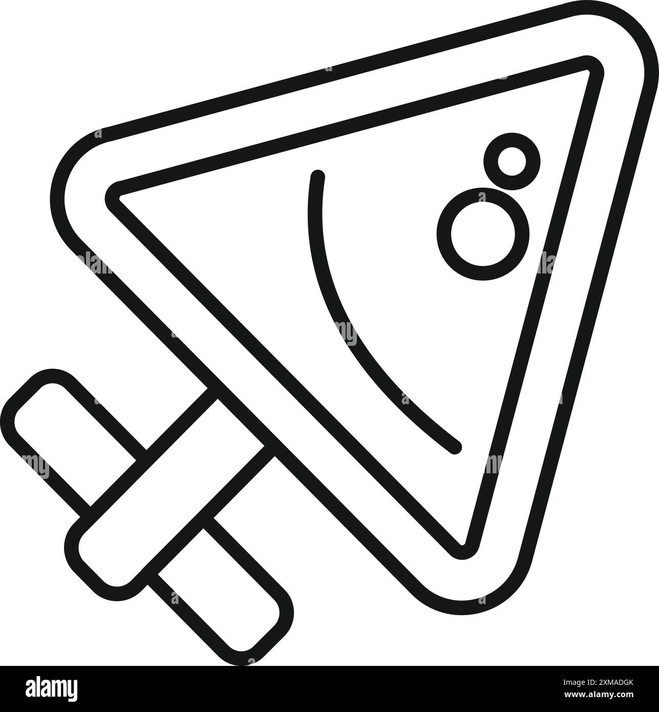 Simple line drawing of a road sign indicating falling rocks, warning ...